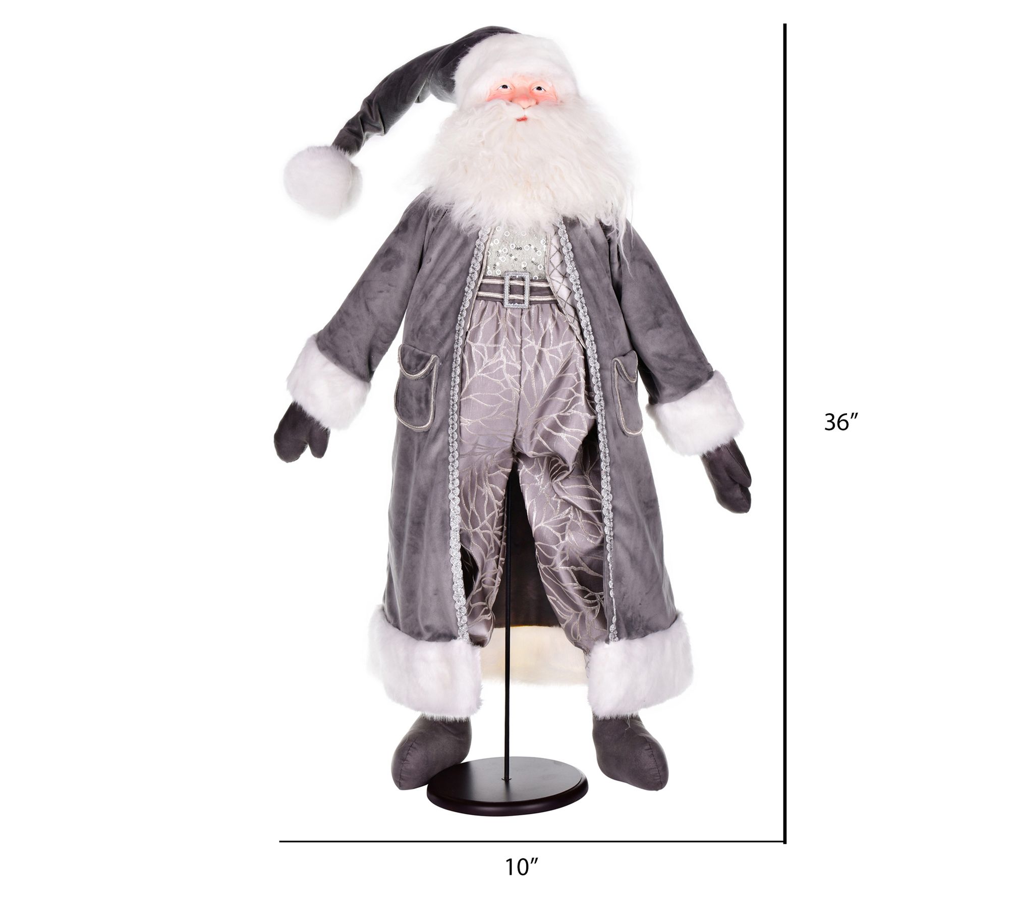 Vickerman 36" Silver Sleigh Bells Santa Doll Stnd - QVC.com