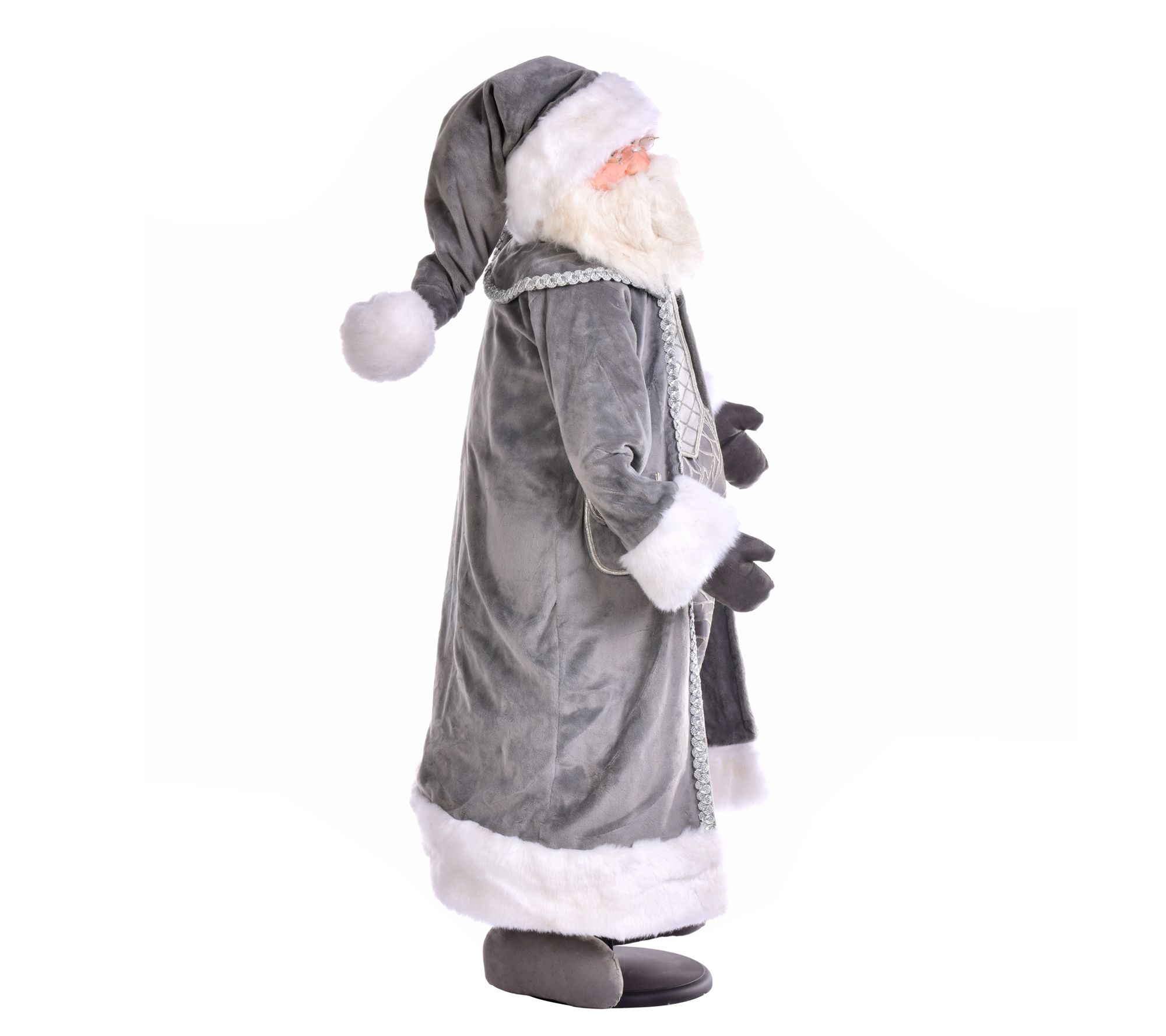 Vickerman 36" Silver Sleigh Bells Santa Doll Stnd - QVC.com