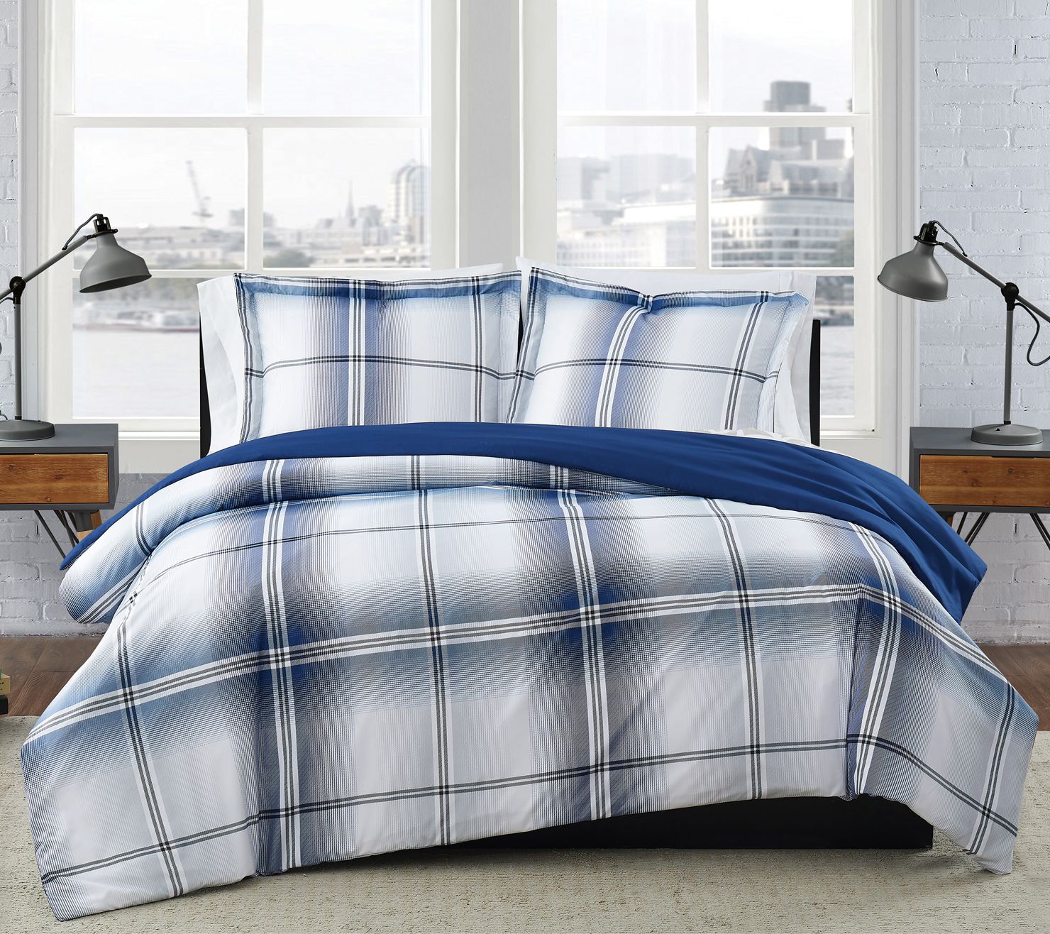 London Fog Nolan Houndstooth 3-PC Full/Queen Comforter Set - QVC.com