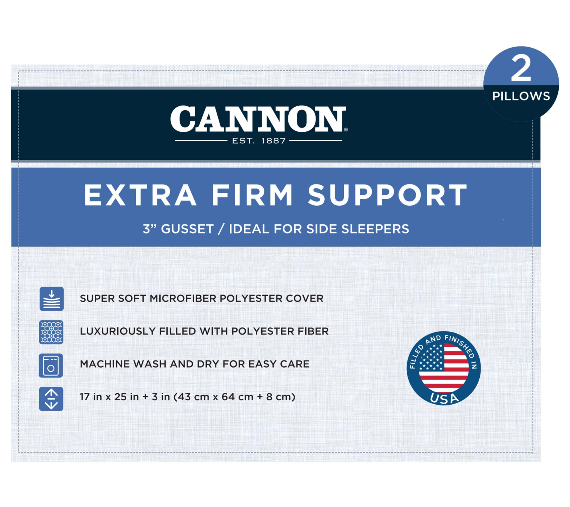 Cannon Extra Firm 3" Gusset Standard 2 Pack Pil low - QVC.com
