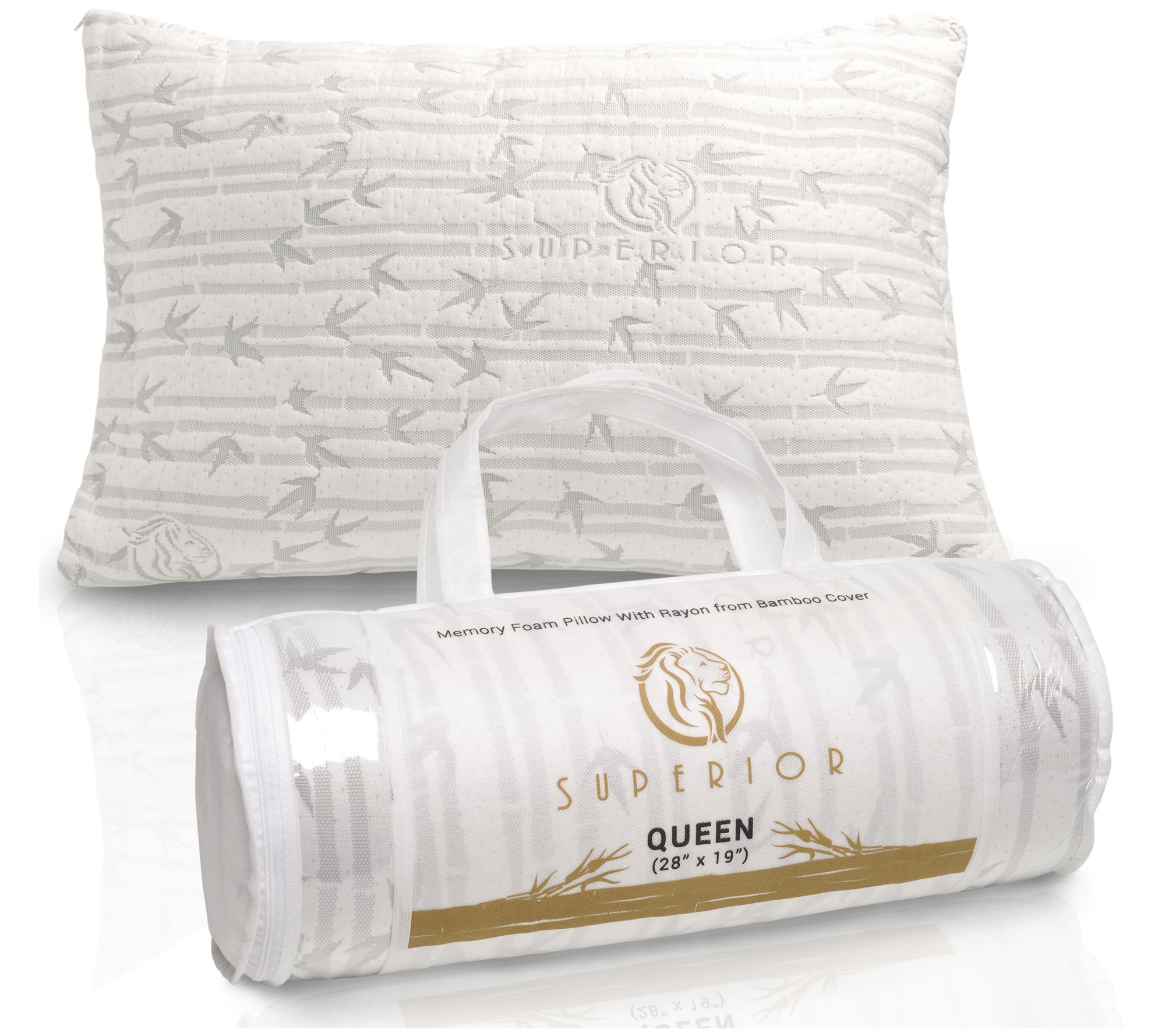 Superior Memory Foam Solid Pillow with Bamboo C over, King - QVC.com