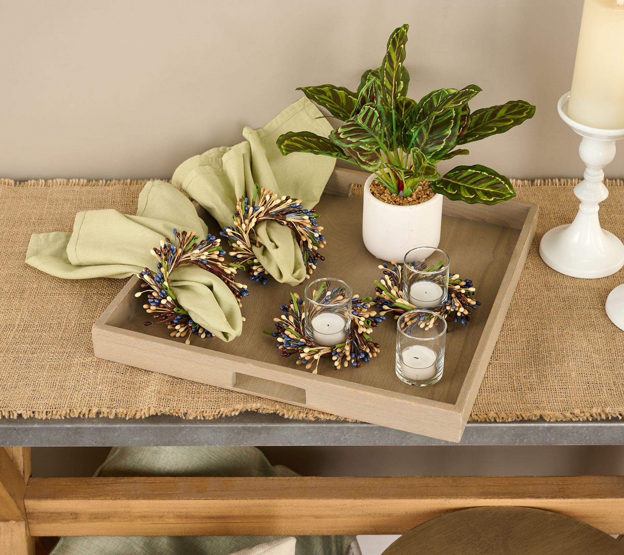 Set of 4 Pip Berry Candle Rings by Valerie - QVC.com