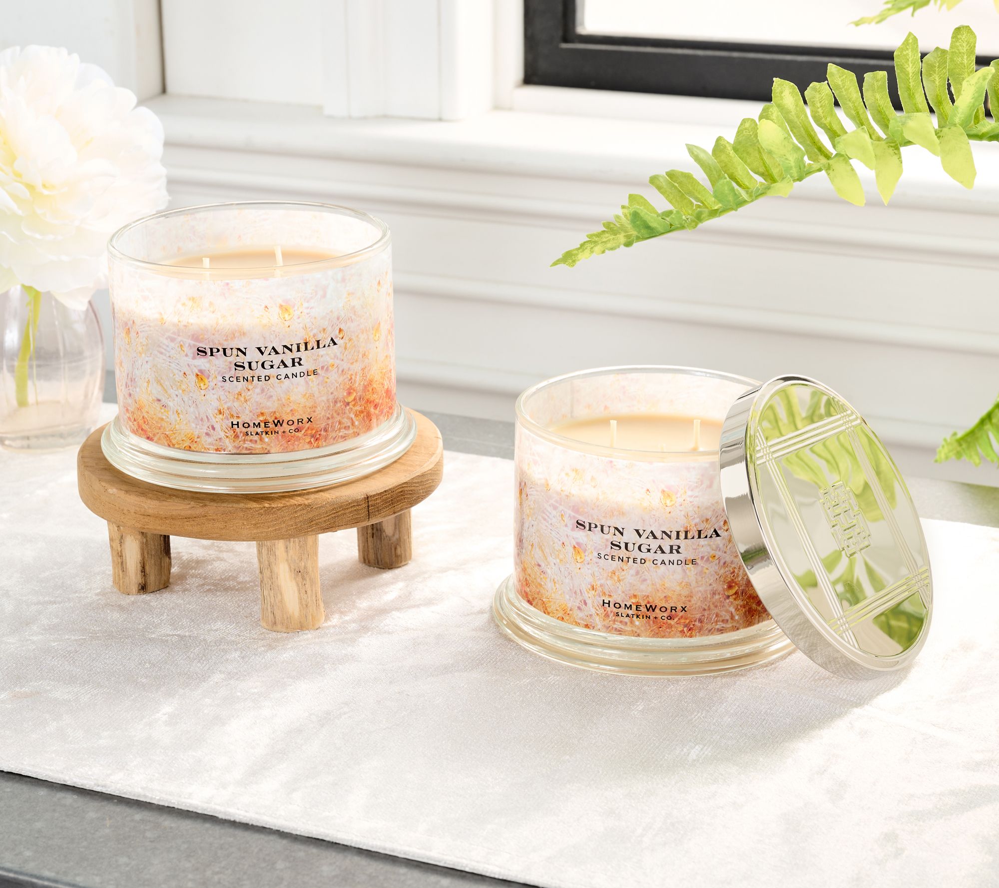 "As Is" HomeWorx by Slatkin & Co. 2-14oz Spun Vanilla Candles - QVC.com