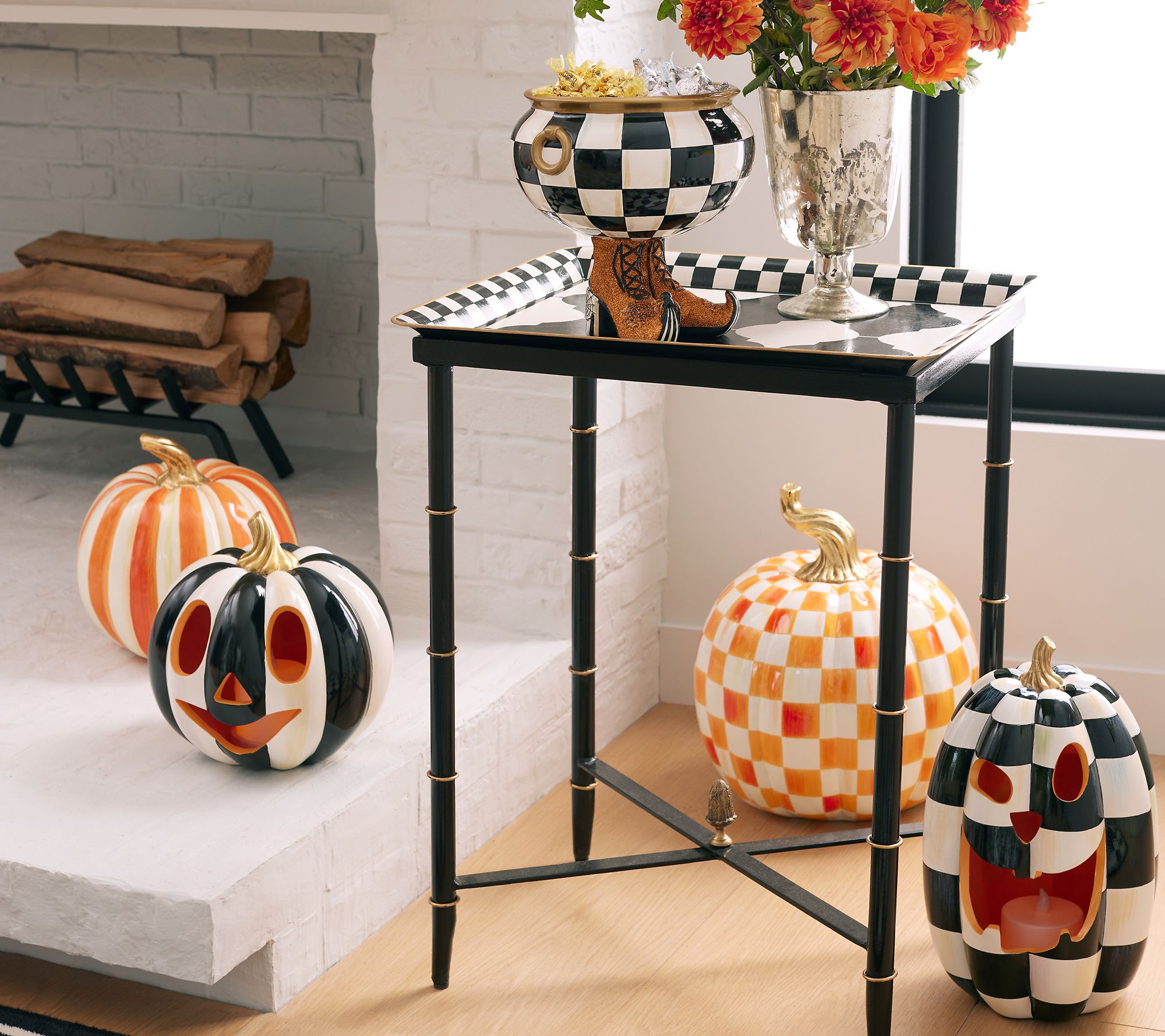 "As Is" MacKenzie- Childs Medium Stripe Pumpkin - QVC.com