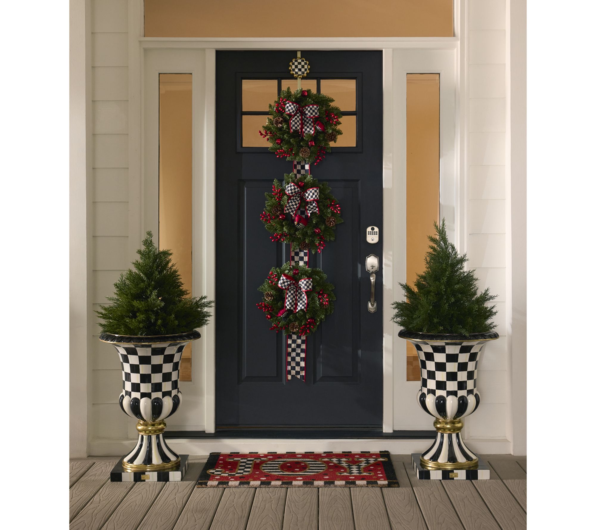 MacKenzie-Childs Cozy Christmas Triple Door Wreath - QVC.com