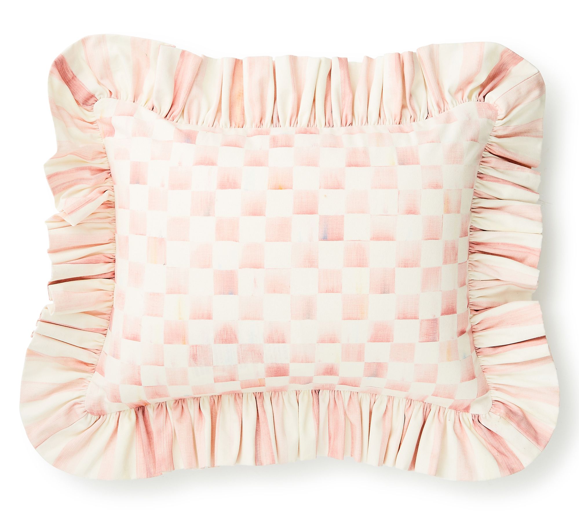 MacKenzie-Childs Rosy Check Ruffle Lumbar ThrowPillow - QVC.com