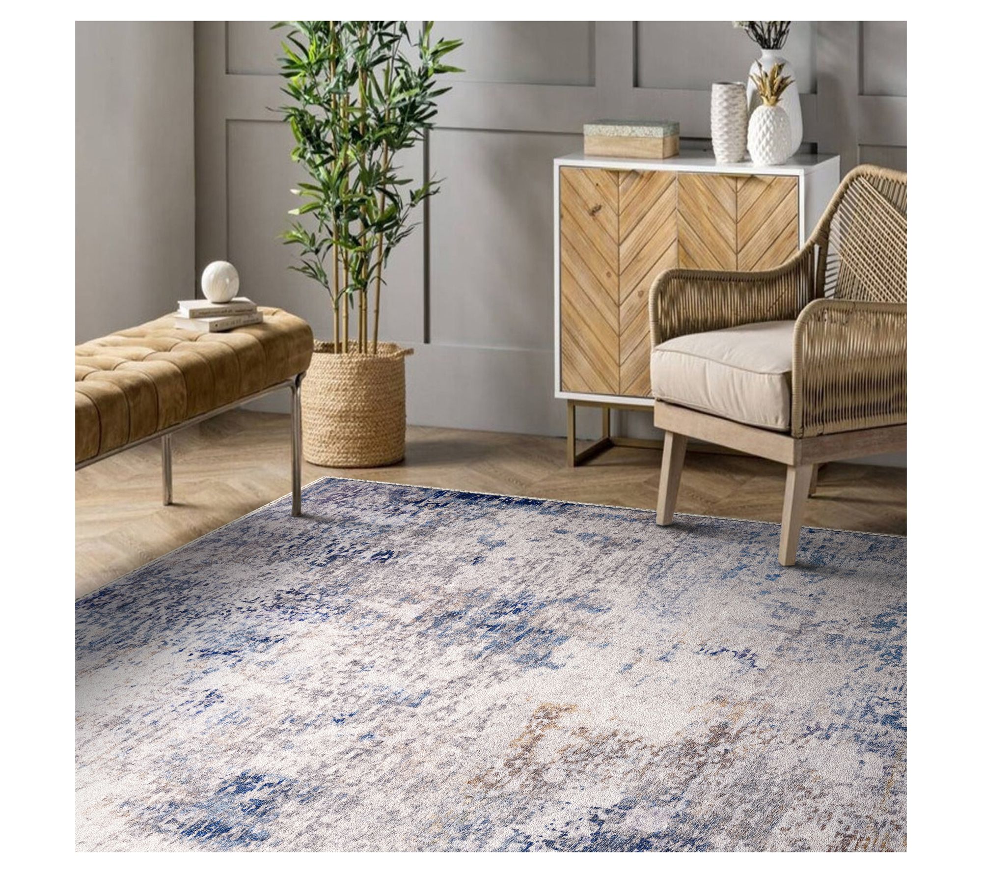 Sorbus 8x10 Area Rug, Machine Washable, Non-Slip, Vintage Rug - QVC.com