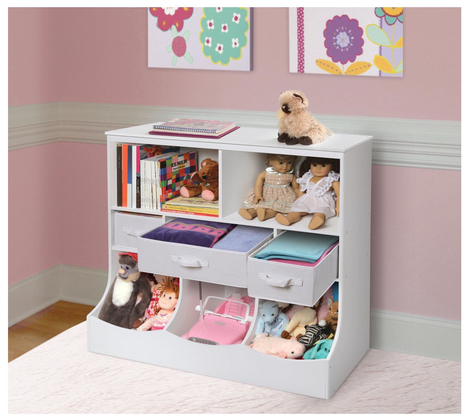 Badger Basket Combo Bin Wood Storage Unit withThree Baskets - QVC.com