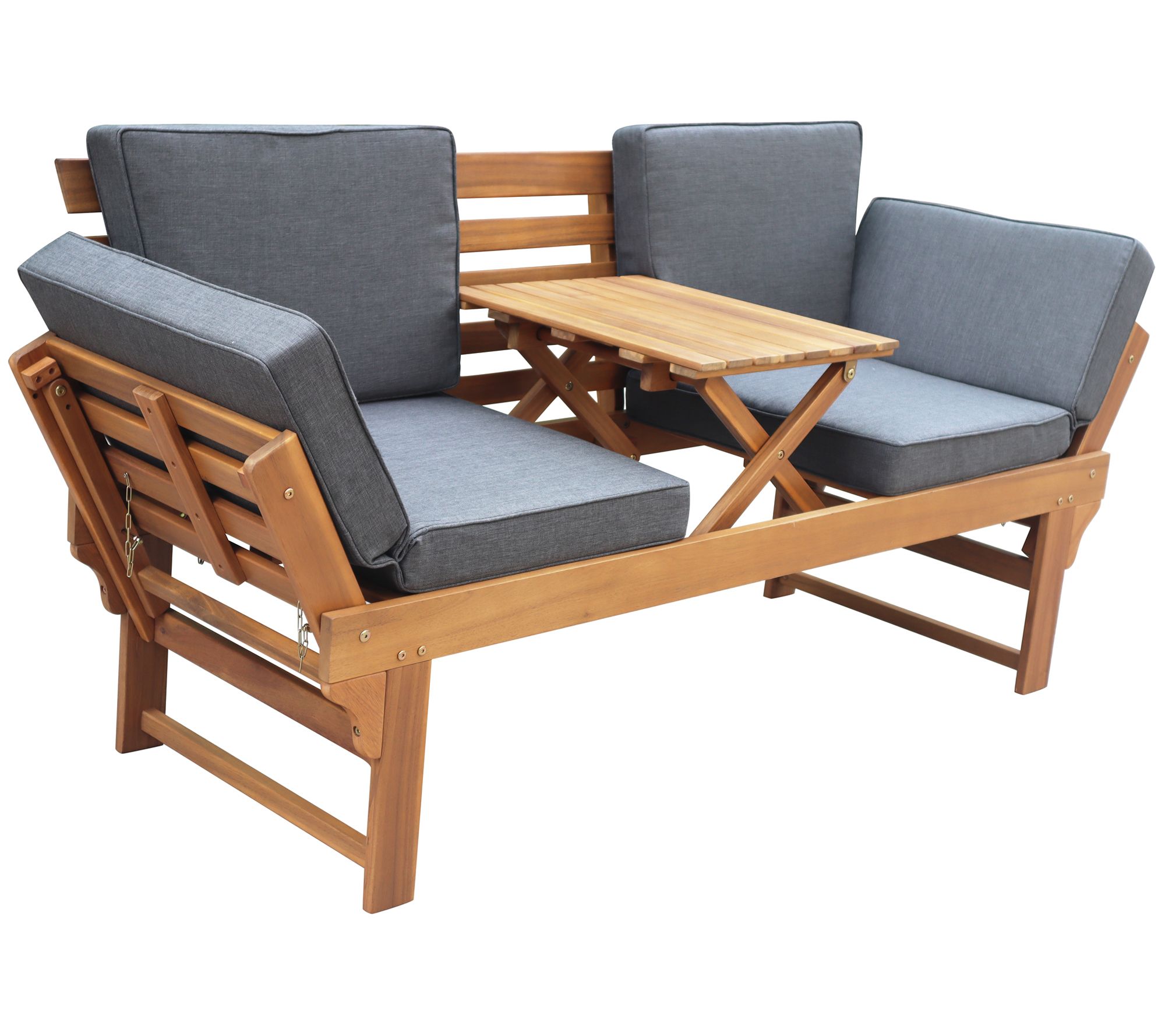 Woodland Duo Bench with Foldable Middle Table b y Sierra - QVC.com