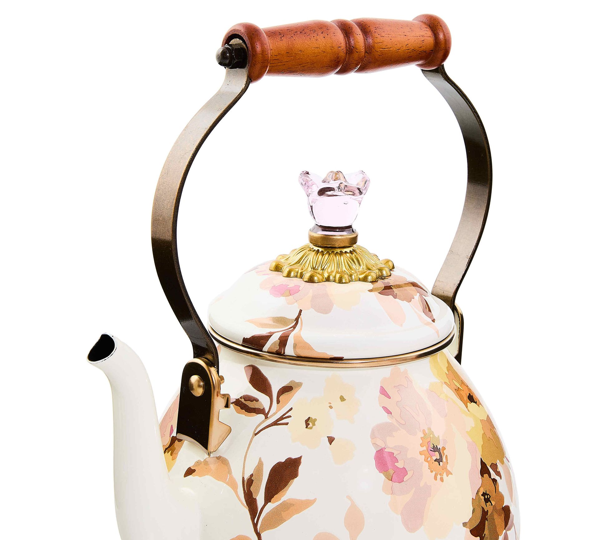MacKenzie- Childs 2-Quart Wild Rose Enamel Tea Kettle - QVC.com