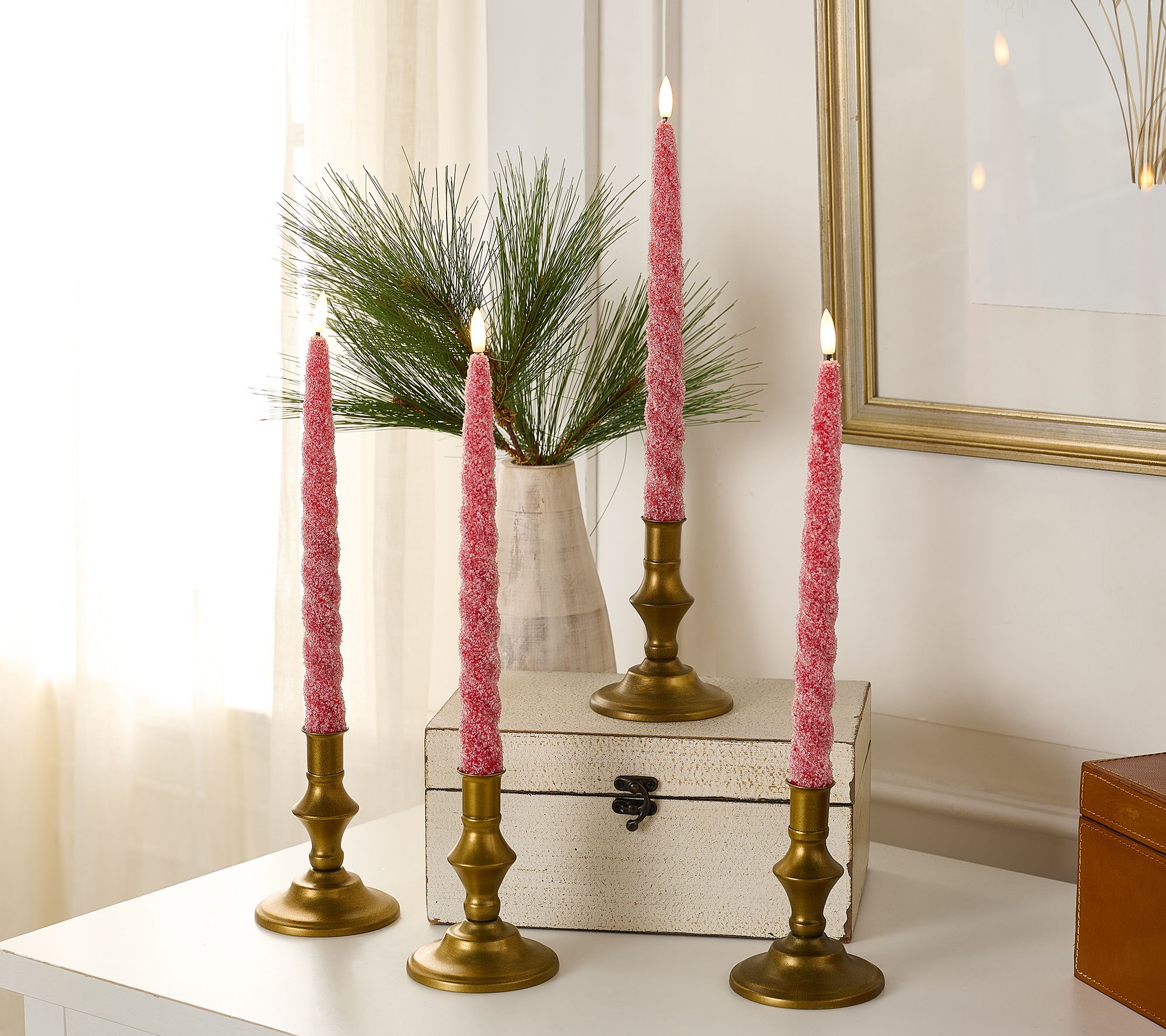 "As Is" Home Reflections S/4 Flameless Crystal Taper Candles - QVC.com
