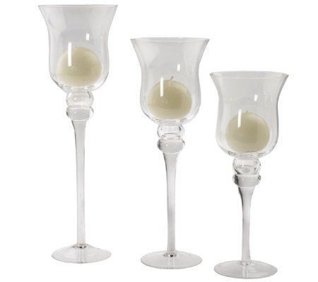 Set of 3 Glass Goblets w/ Ball Candles by Valerie - QVC.com