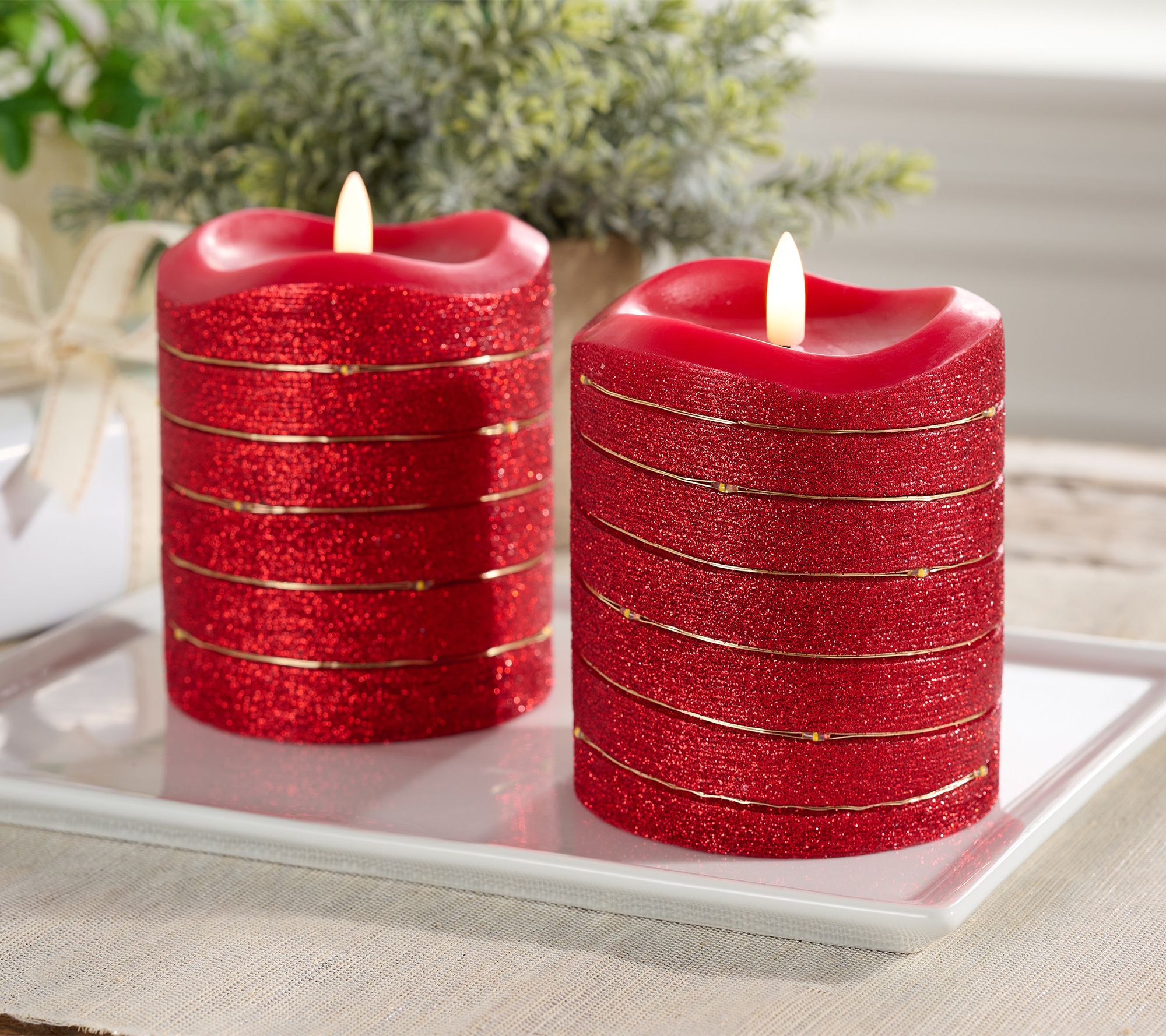 "As Is" Lightscapes Set of (2) Glitter Swirl Flameless Candles - QVC.com