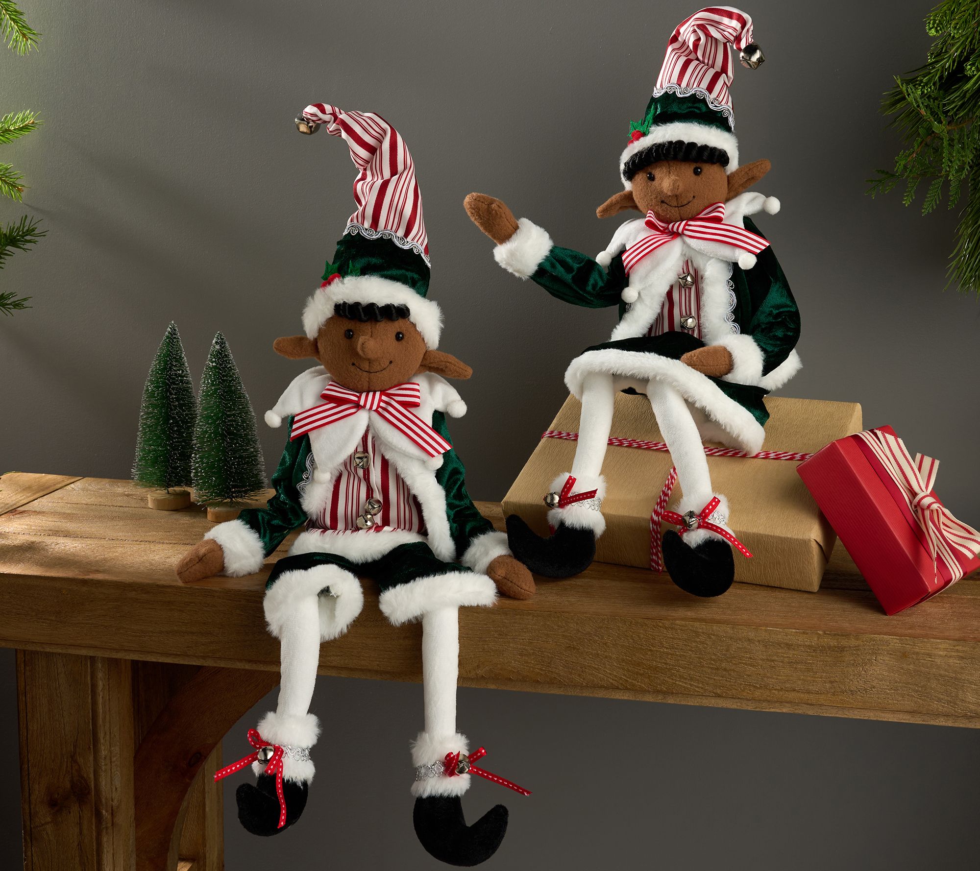 "As Is" Set of 2 26" Posable Boy and Girl Elves by Valerie - QVC.com