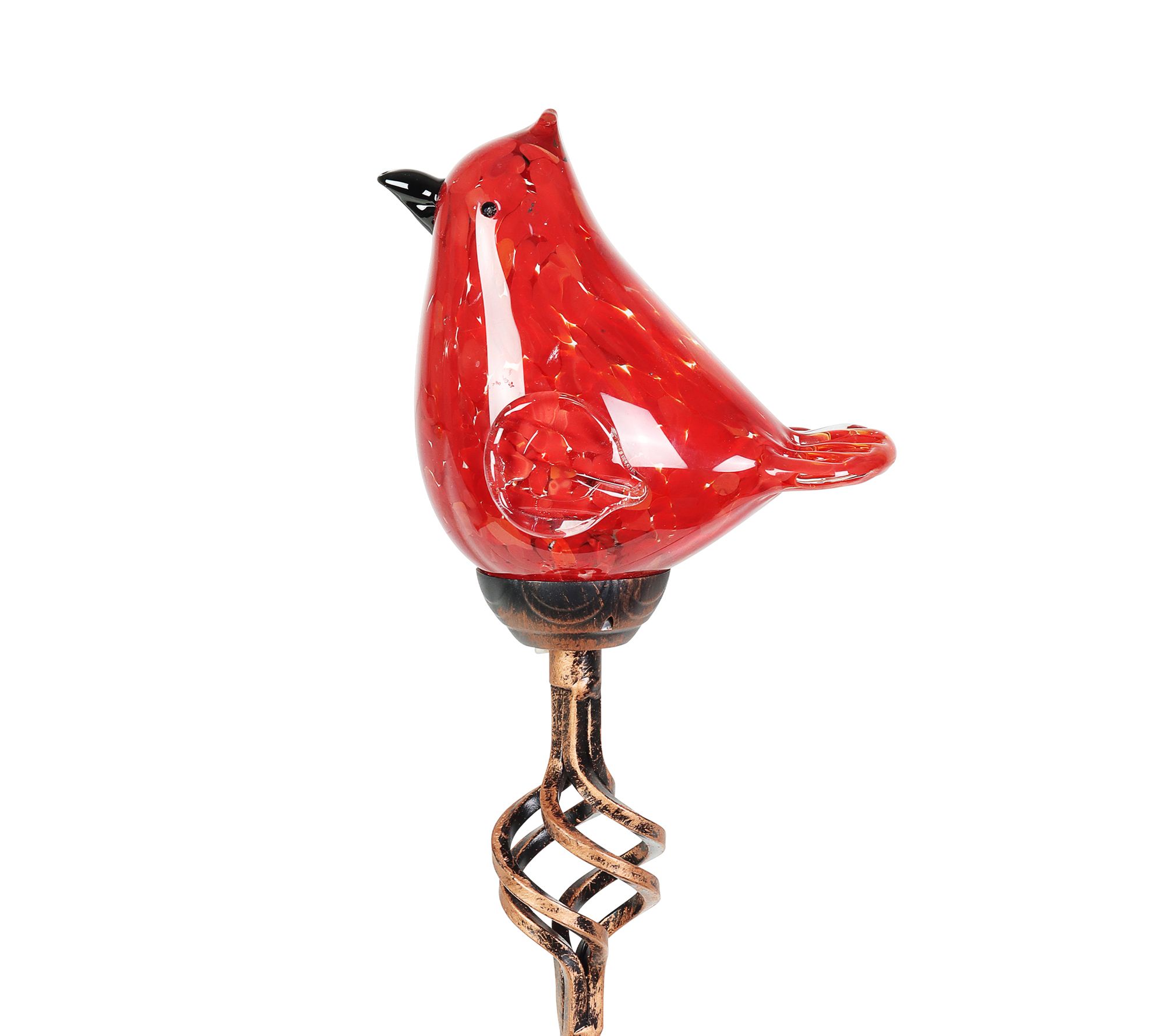 Exhart Solar Glass Cardinal Finial Garden Stake - QVC.com