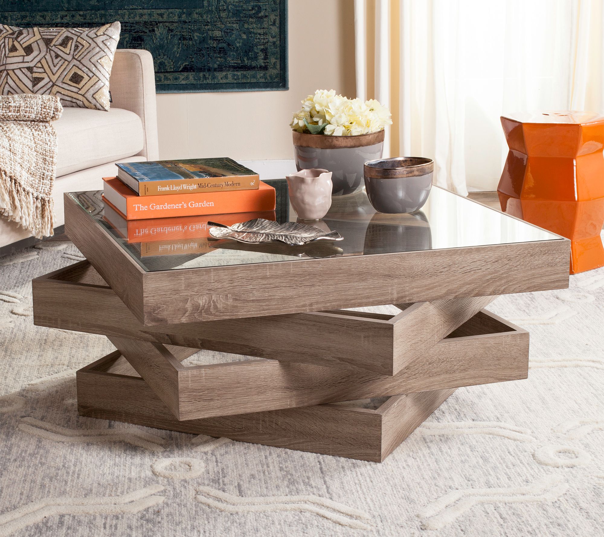 Safavieh Anwen Mid Century Geometric Wood Coffee Table - QVC.com