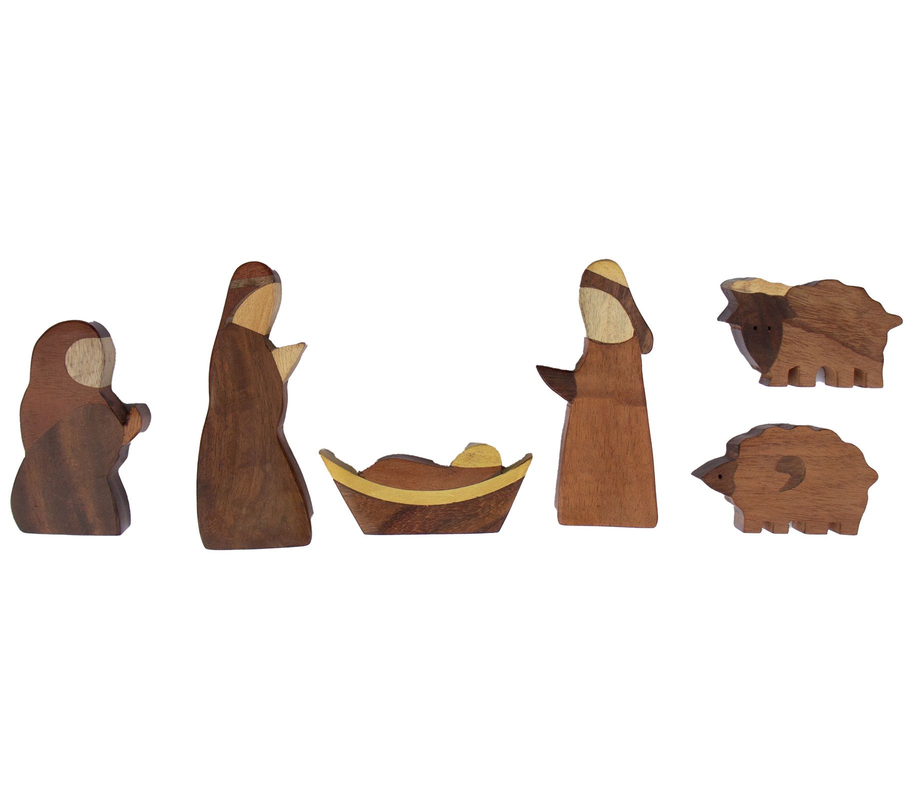 Global Crafts 6pc Handcrafted Joint Wood Indian Nativity Set - QVC.com