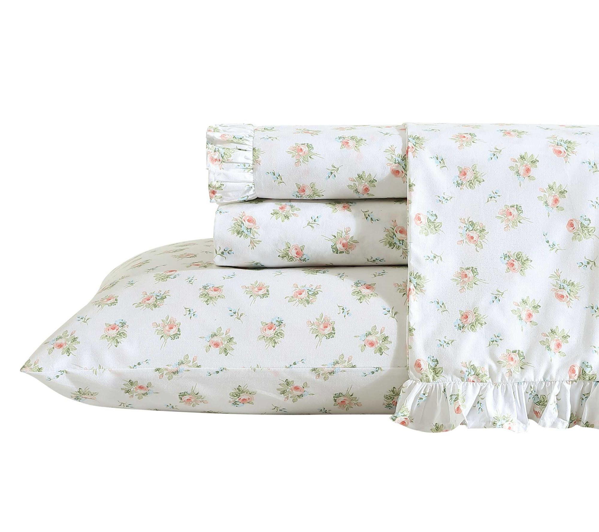 Laura Ashley Roseford Ruffled Hem Standard Pillowcase Set - QVC.com