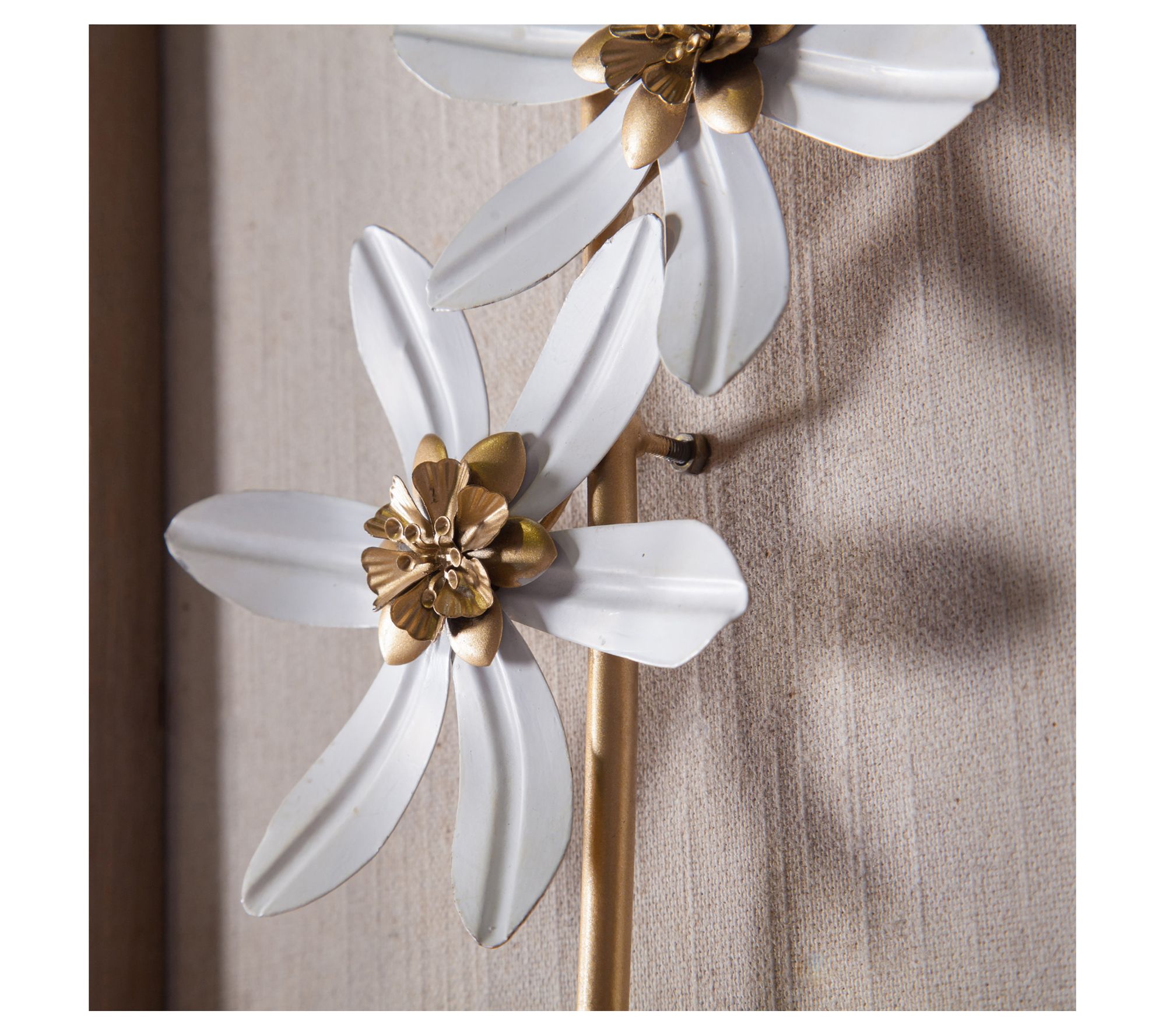 LuxenHome Set of 2 White and Gold Flower Bouquet Wall Decor - QVC.com