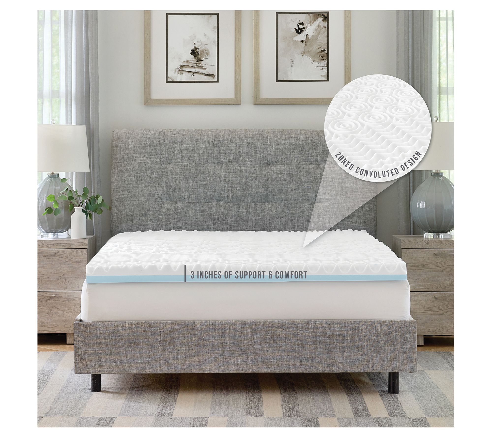 Bodipedic 3" Reversible Memory Foam Mattress Topper, Cal King - QVC.com