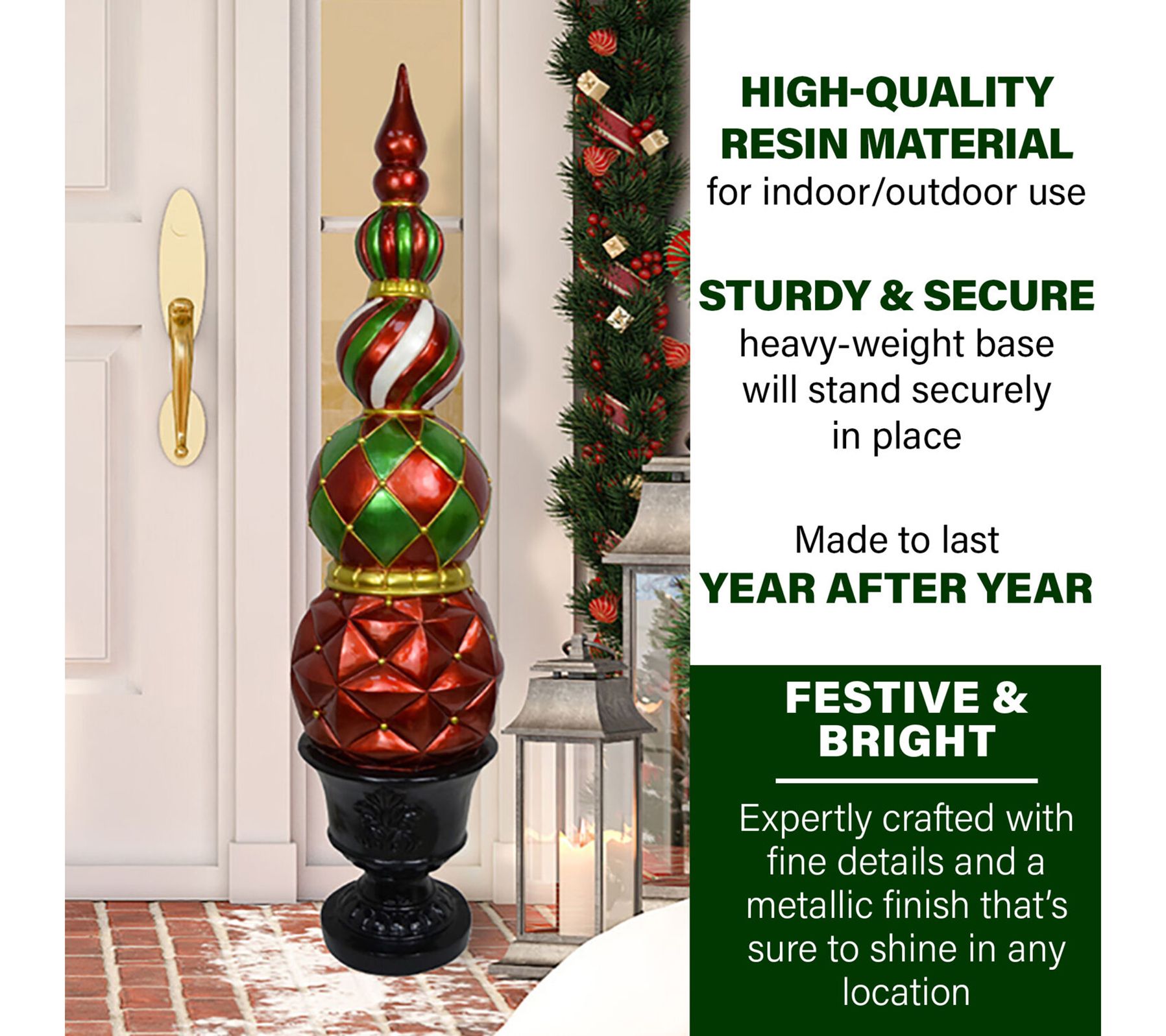 Fraser Hill Farm 50" Resin Ball and Finial Topiary - QVC.com