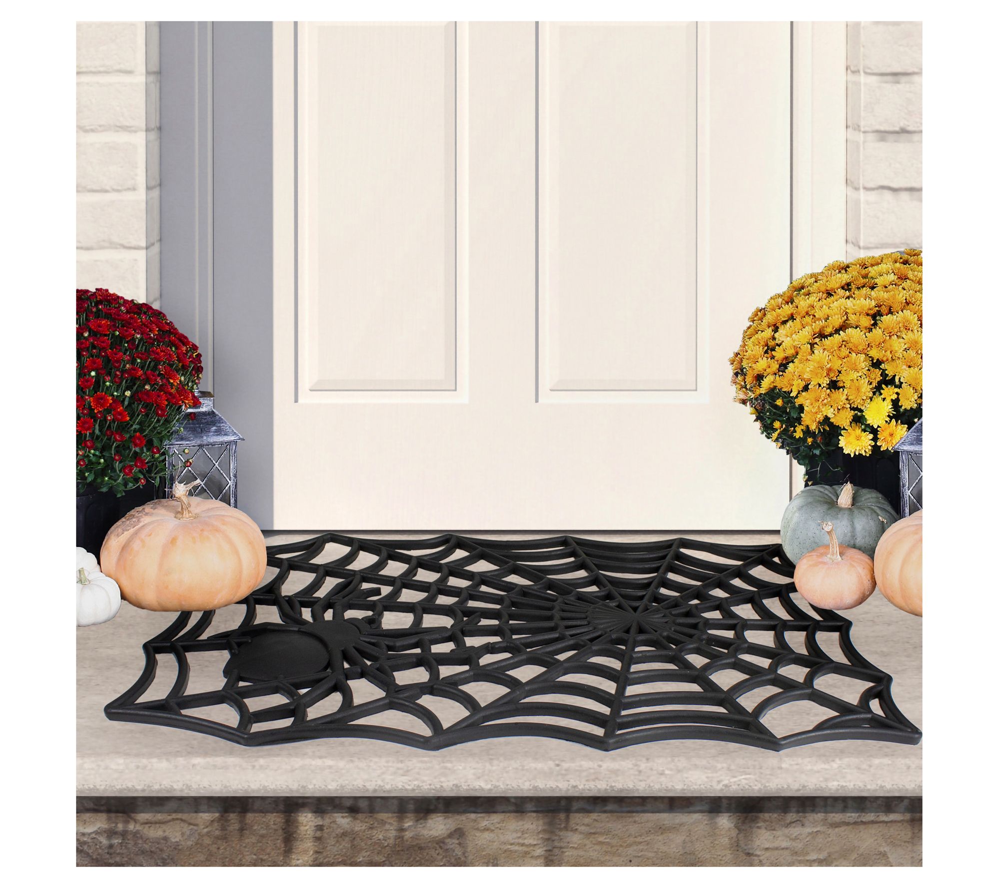 Northlight Spider Web Rectangular Halloween Doormat - QVC.com