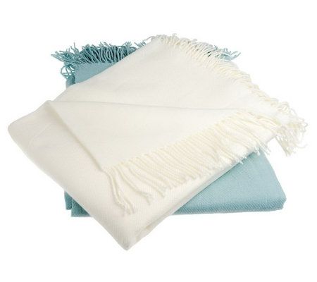HomeReflections Set of 2 50"x60" Acrylic Cozy Throws - QVC.com