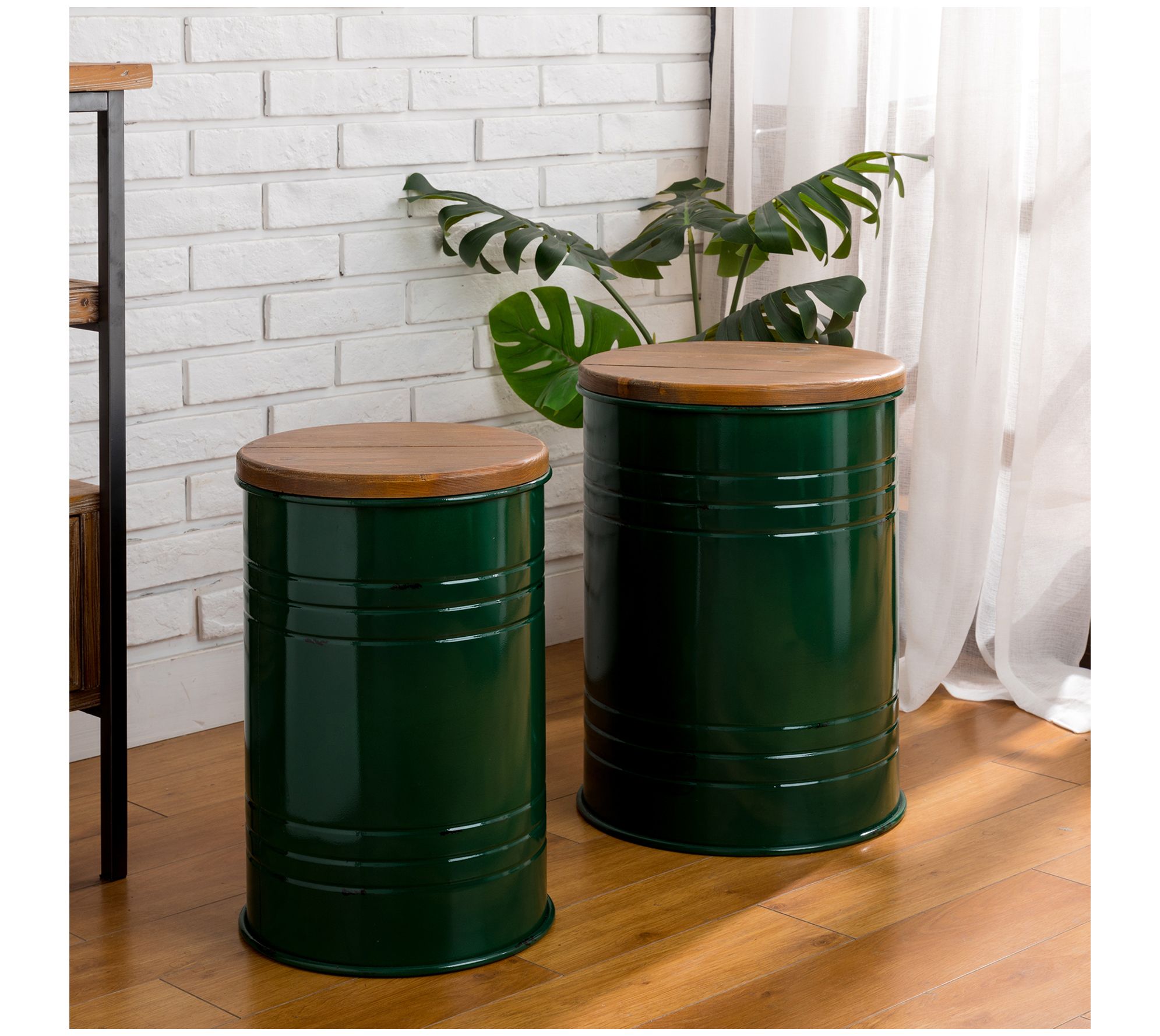 Glitzhome Versitile Farmhouse Storage Table ortool Set of 2 - QVC.com