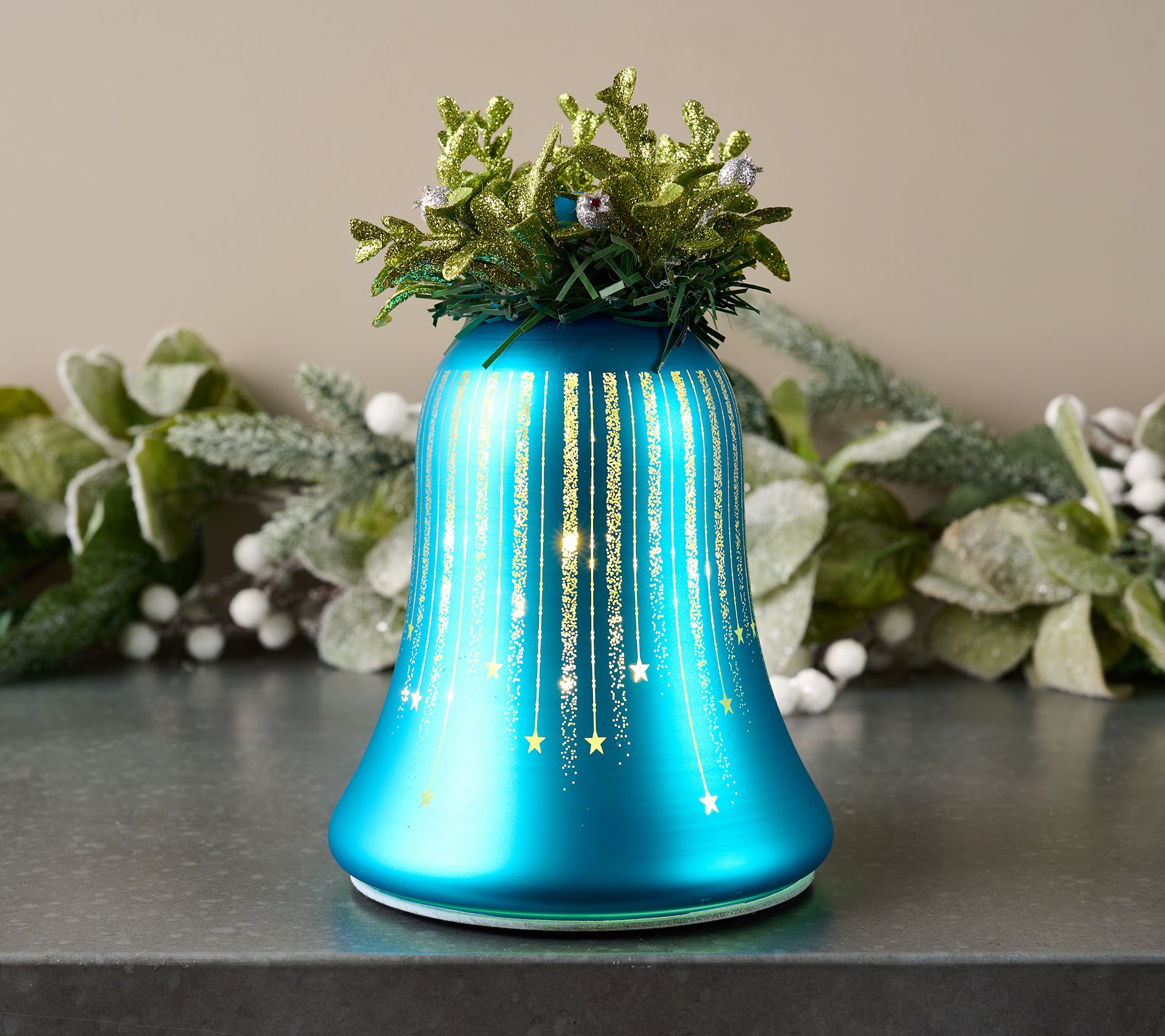 Illuminated Starry Night Bell w/ Leaves and Berries by Valerie - QVC.com