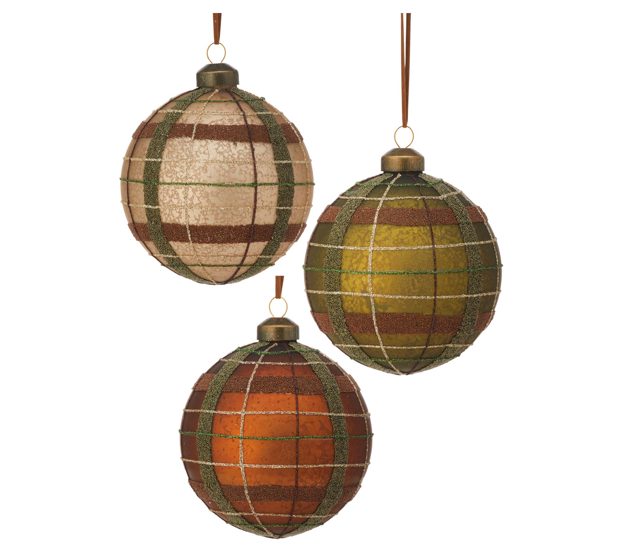 Valerie Parr Hill Set of (6) 4" Matte Plaid Balls - QVC.com