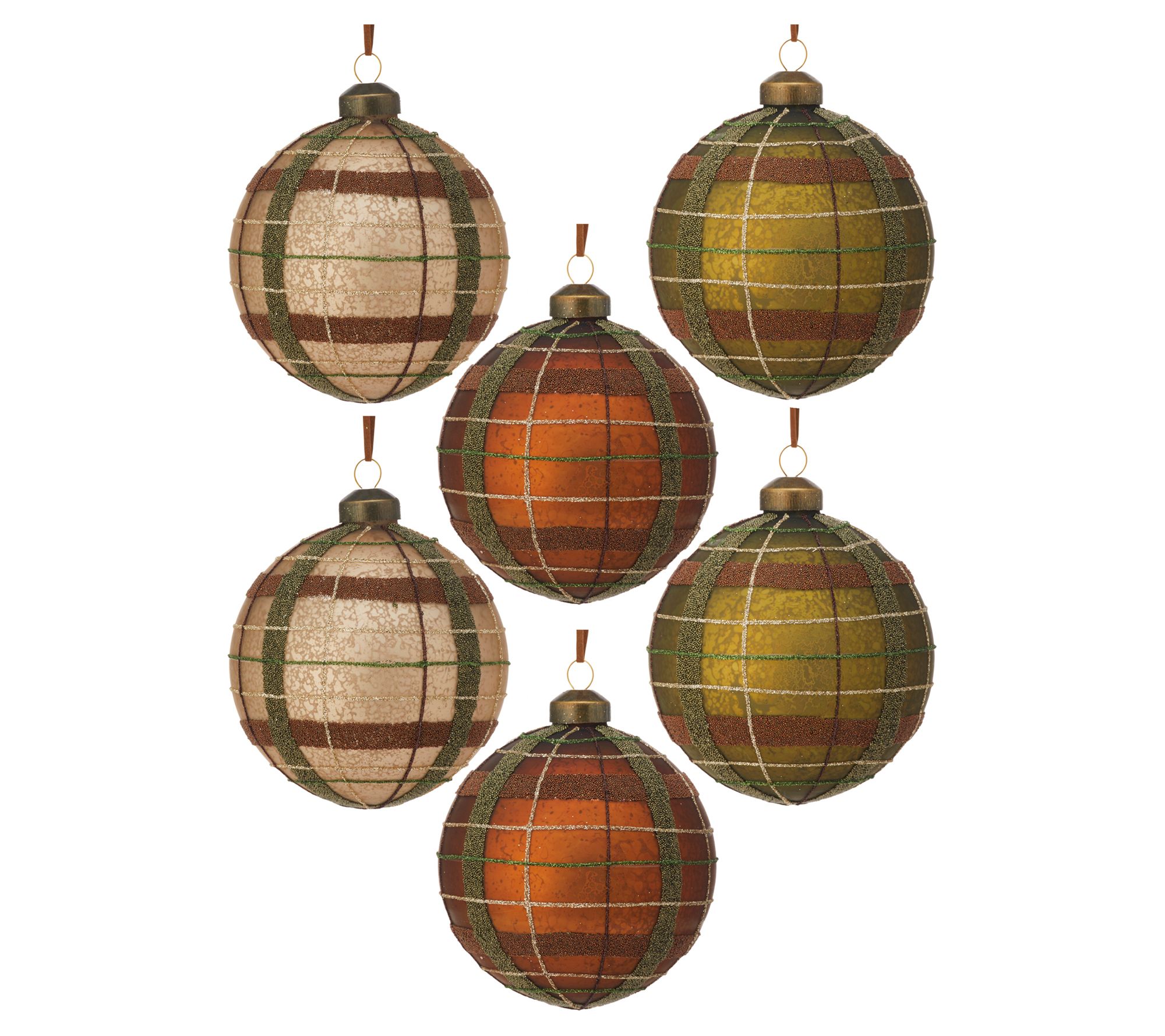 Valerie Parr Hill Set of (6) 4" Matte Plaid Balls - QVC.com