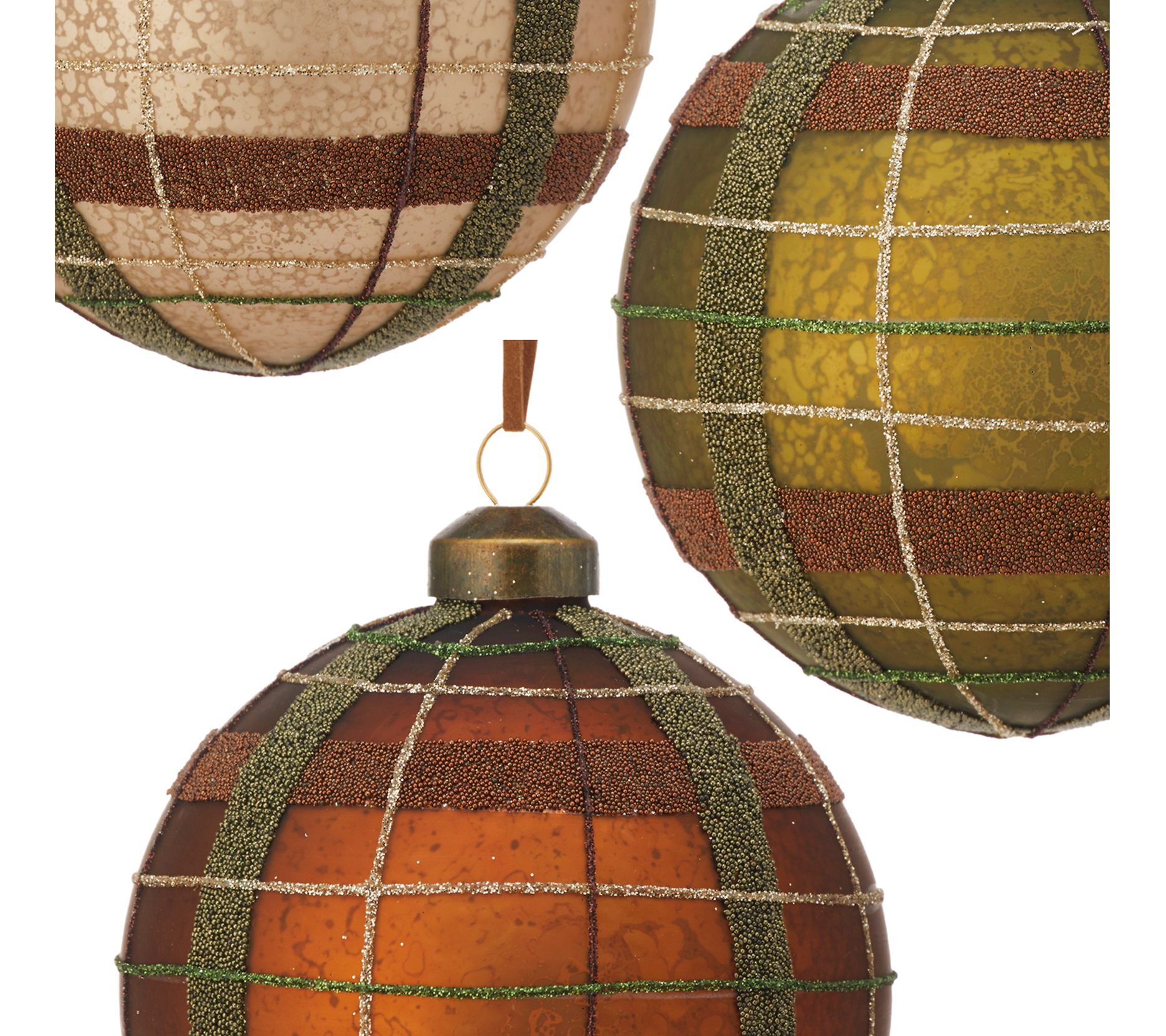 Valerie Parr Hill Set of (6) 4" Matte Plaid Balls - QVC.com