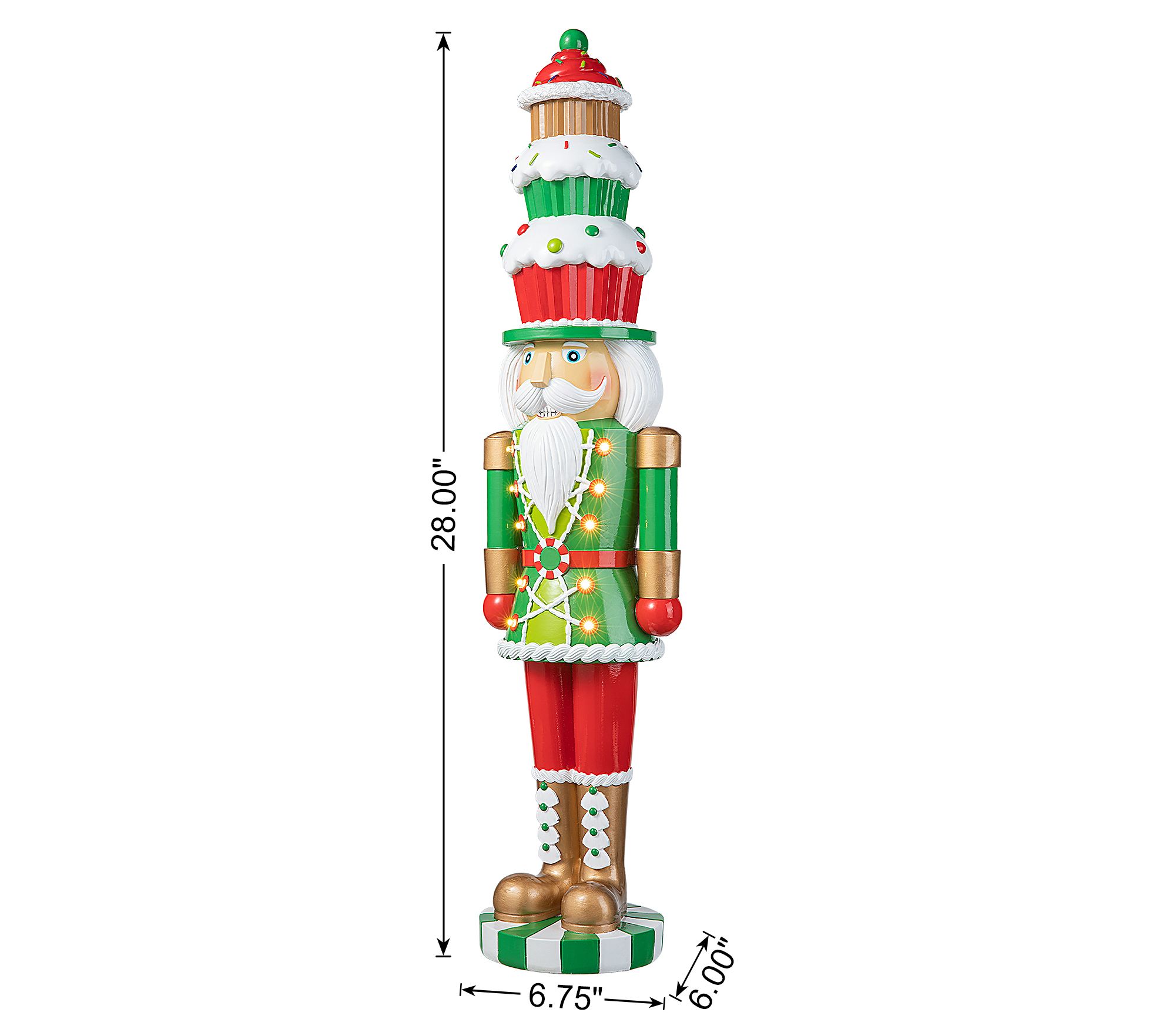 Glitzhome 28'' Lighted Resin Christmas Nutcracker Porch Decor - QVC.com
