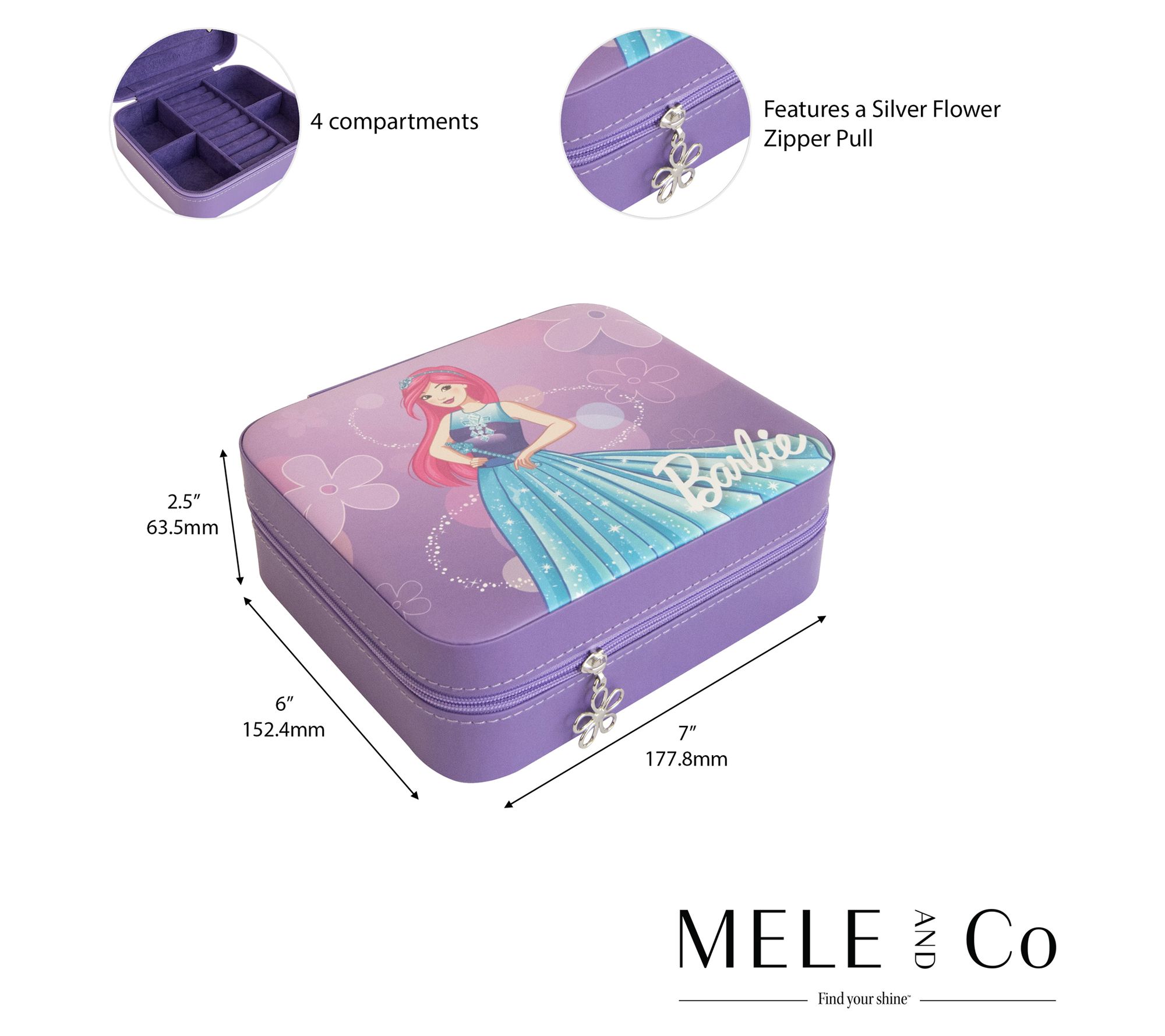 Barbie Flower Vegan Leather Travel Jewelry Caseby Mele and Co - QVC.com