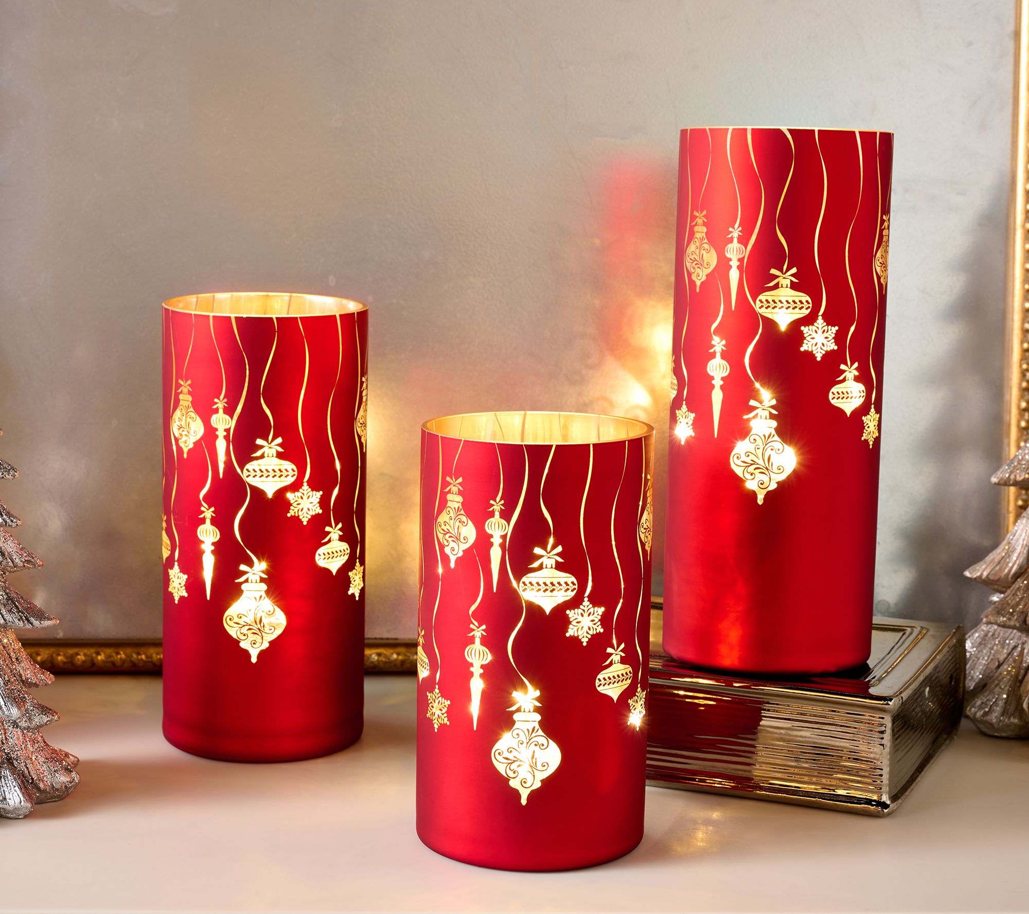 "As Is" Set of 3 Starry Night Ribbon Ornament Hurricanes by Valerie ...