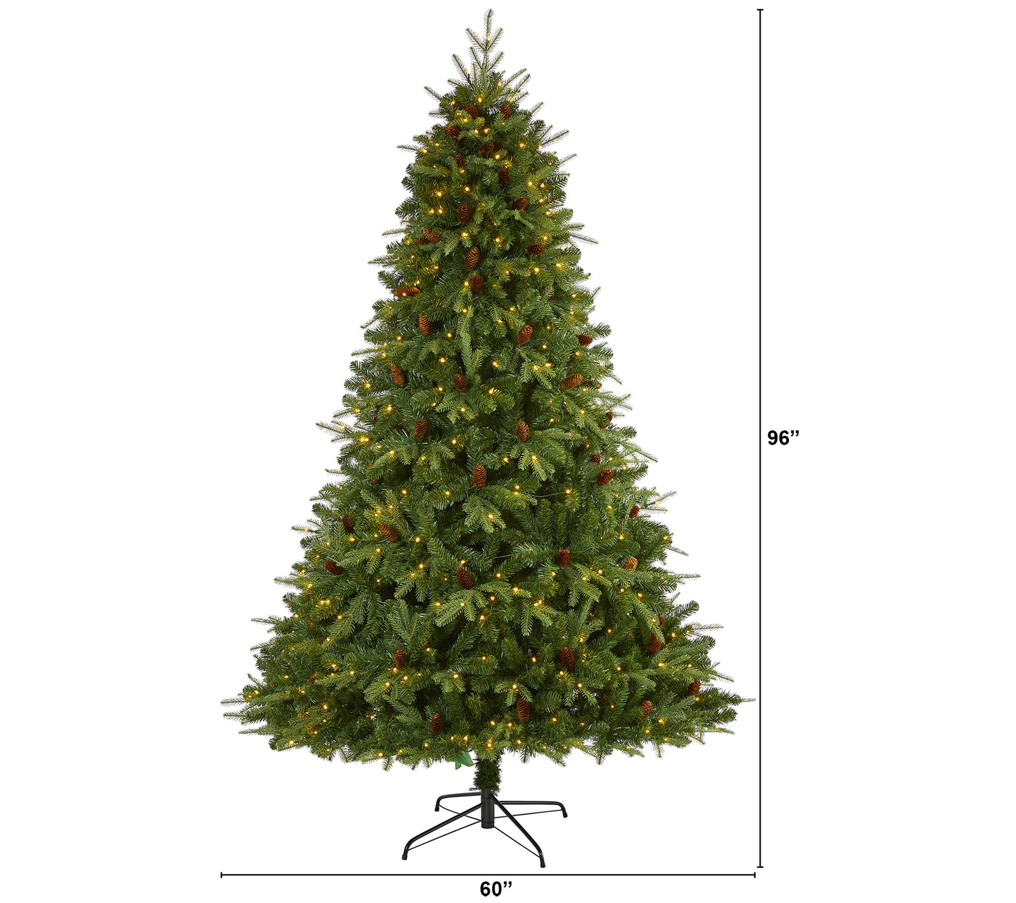 Nearly Natural 8' Christmas Tree with Lights and Pinecones - QVC.com