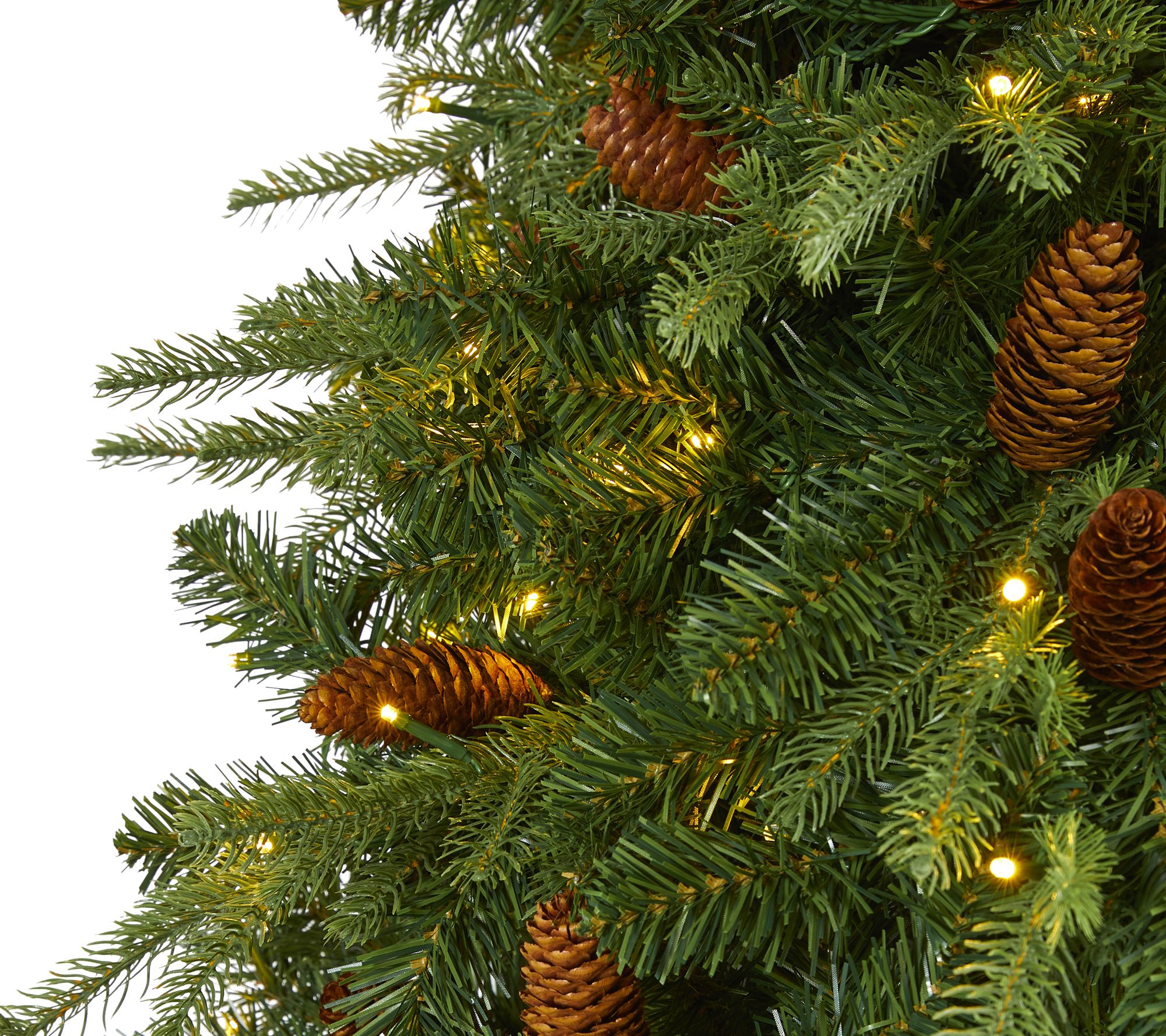 Nearly Natural 8' Christmas Tree with Lights and Pinecones - QVC.com