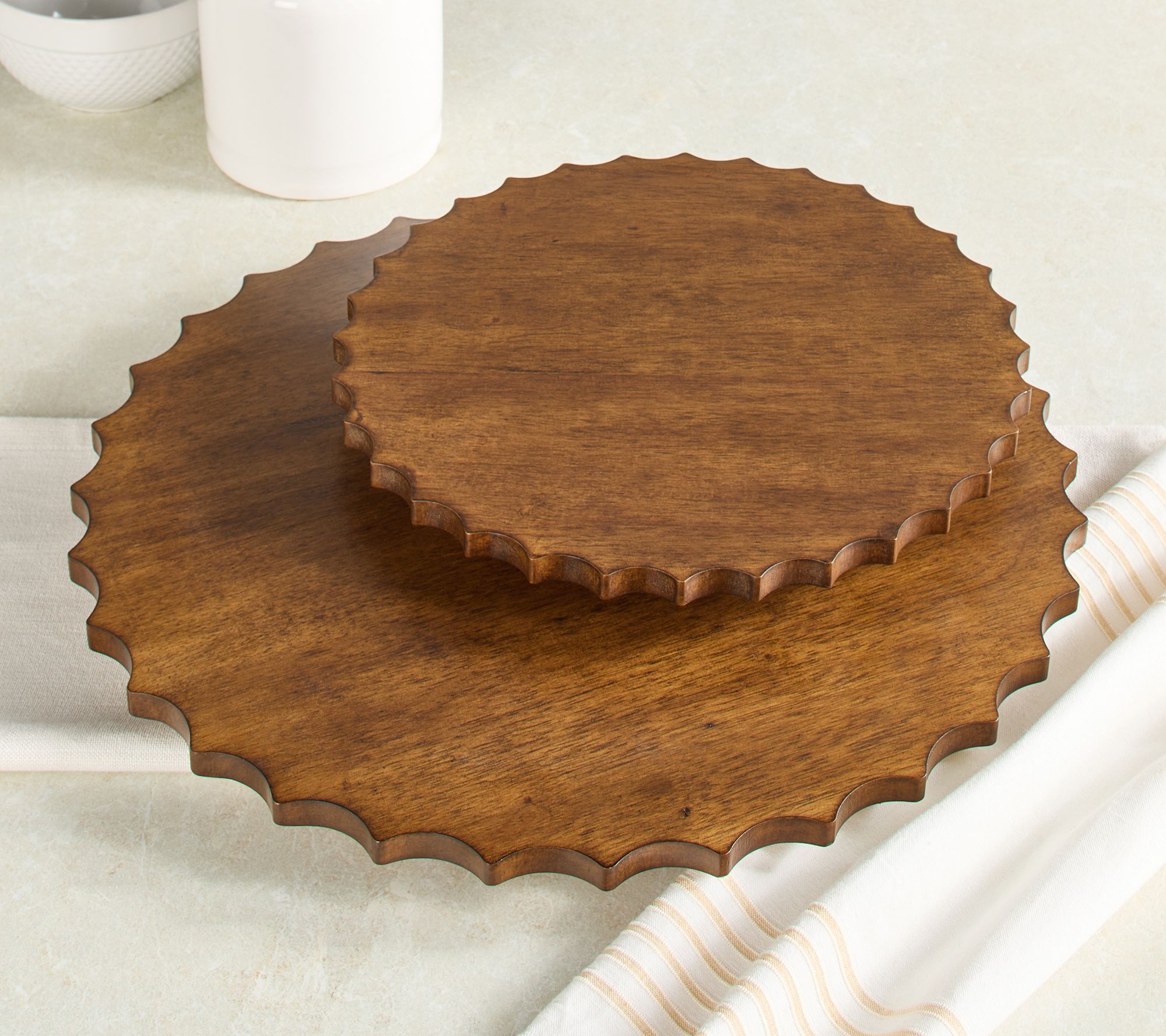 Home Reflections S/2 Rotating Scallop Edge Trays - QVC.com