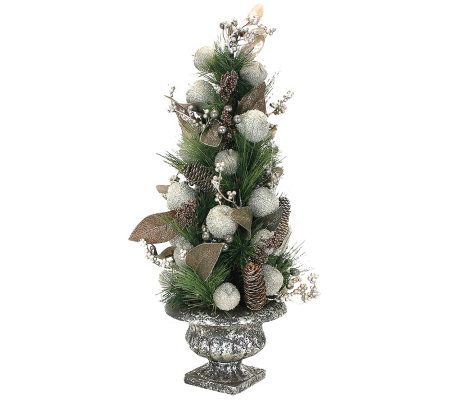 24" Silver and Taupe Fruit Topiary by Valerie - QVC.com