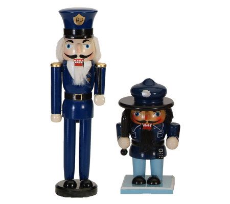 Set of 2 Wooden Policeman Nutcrackers by Sterling - QVC.com