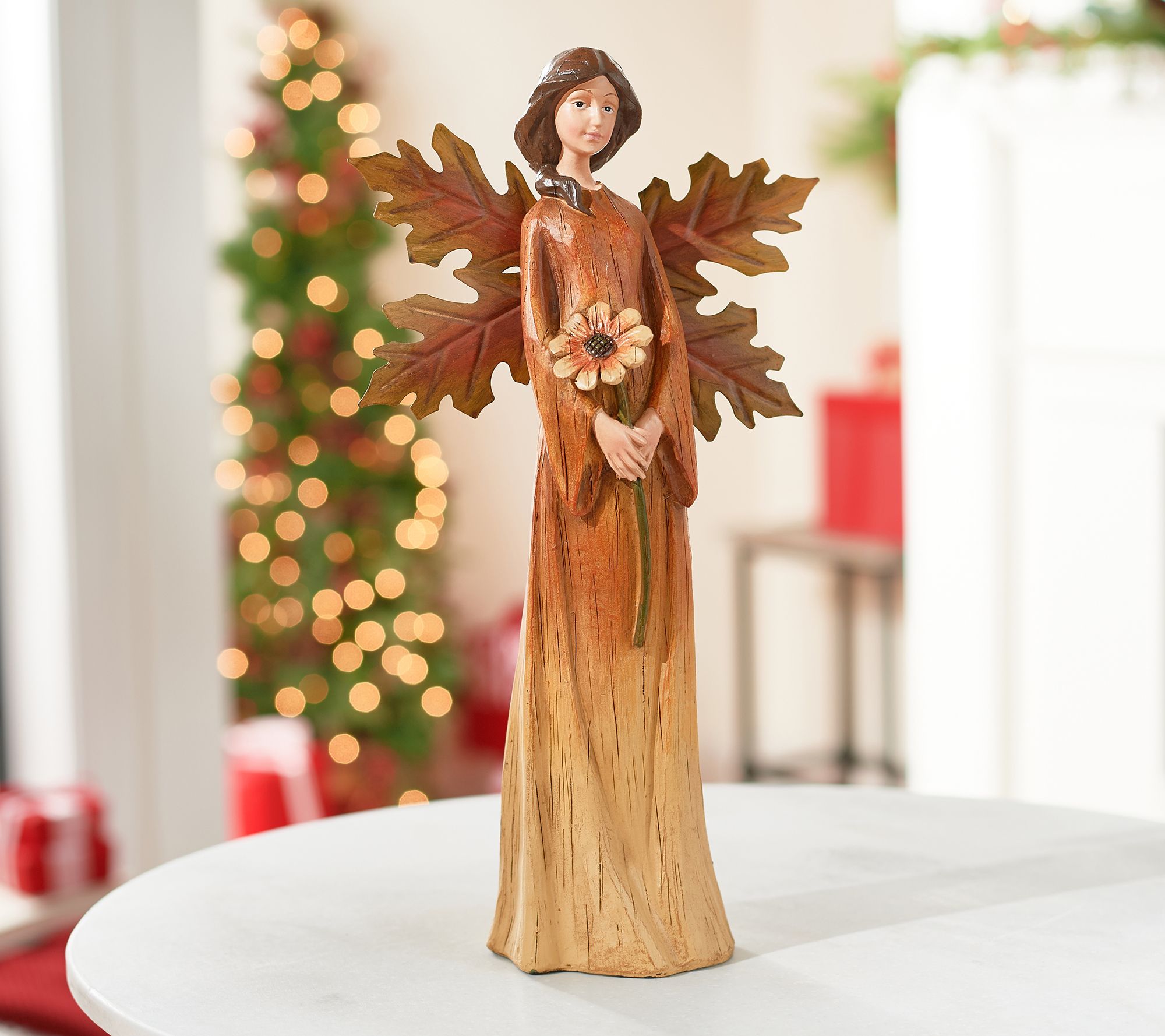 "As Is" 14" Harvest Angel Figurine with Oak Leaf Wings by Valerie - QVC.com