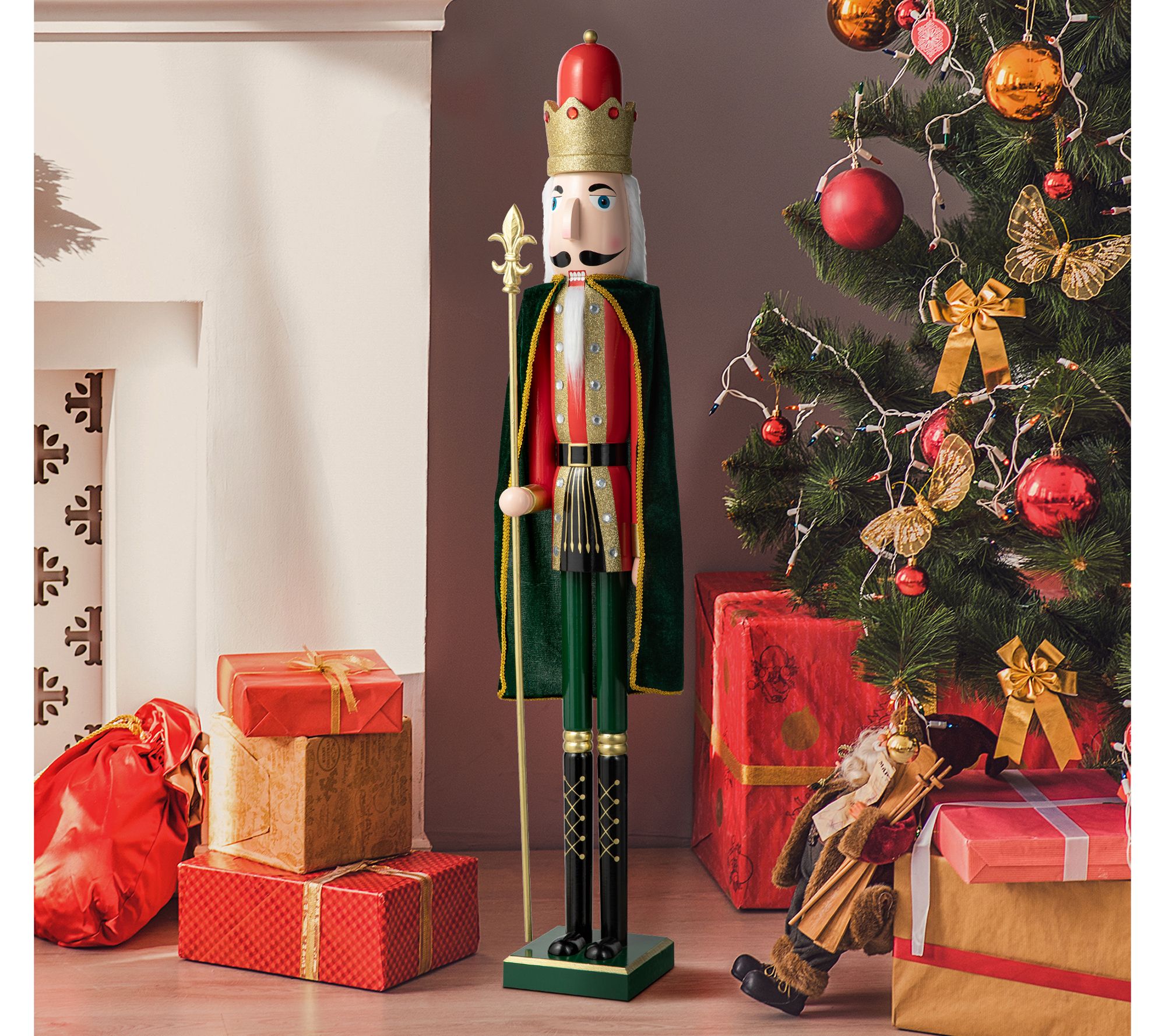 Glitzhome 42" Indoor Outdoor Christmas King Nutcracker - QVC.com