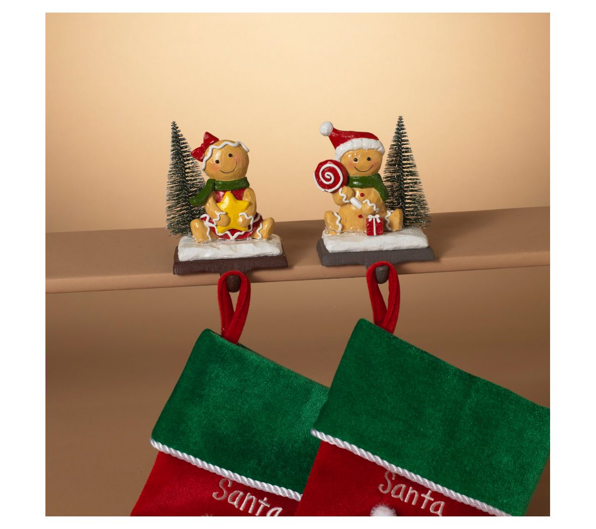 Set of 2 Holiday Gingerbread Stocking Holders bGerson Co - QVC.com