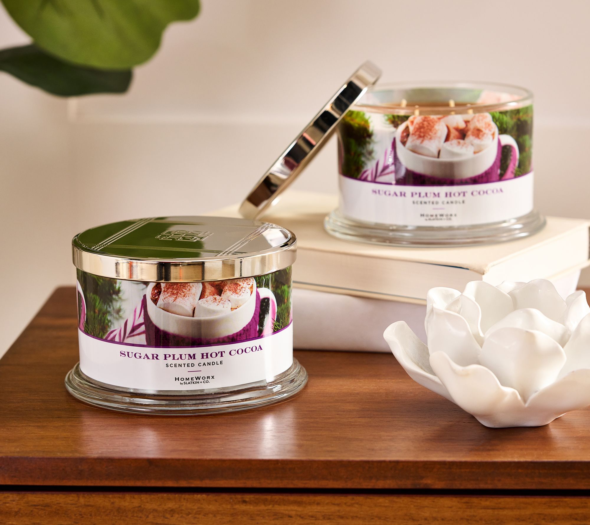 "As Is" HomeWorx by Slatkin & Co. S/2 Sugar Plum Cocoa Candles - QVC.com