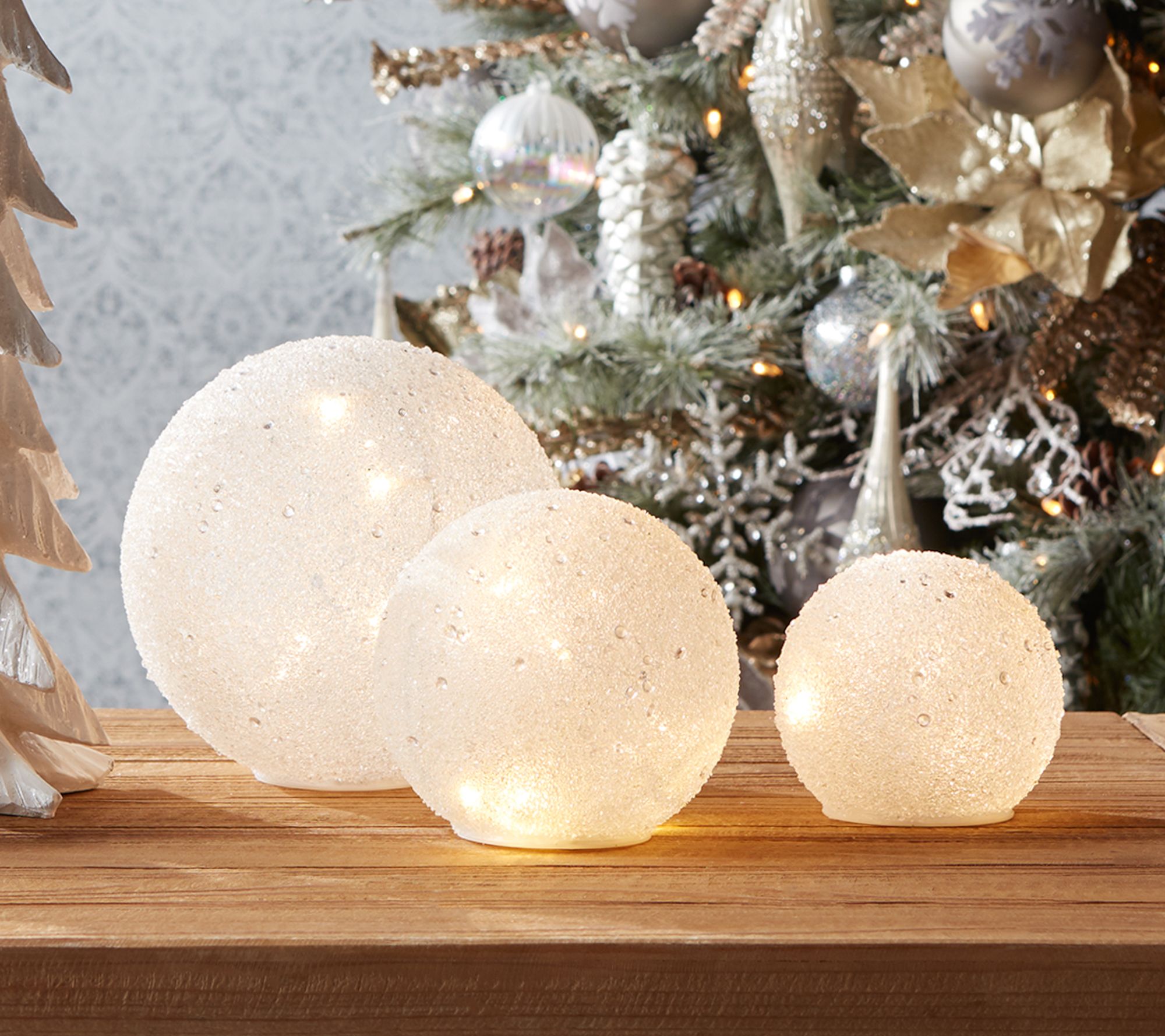 Melrose LED Frosted Snowball Globe (Set of 3) - QVC.com