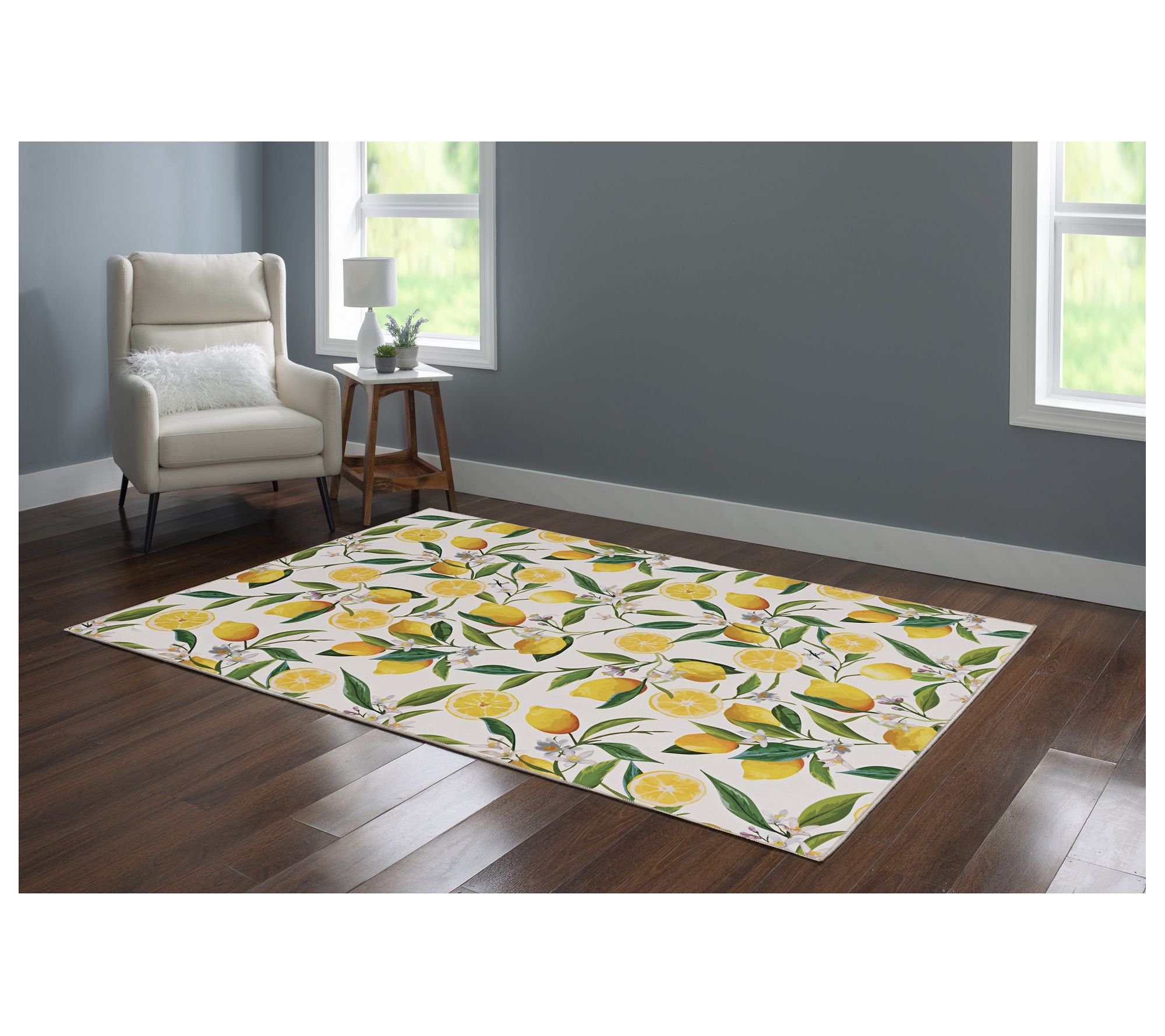 Linon Home Decor Washable Carly Lemon Pattern 5'x7' Area Rug - QVC.com