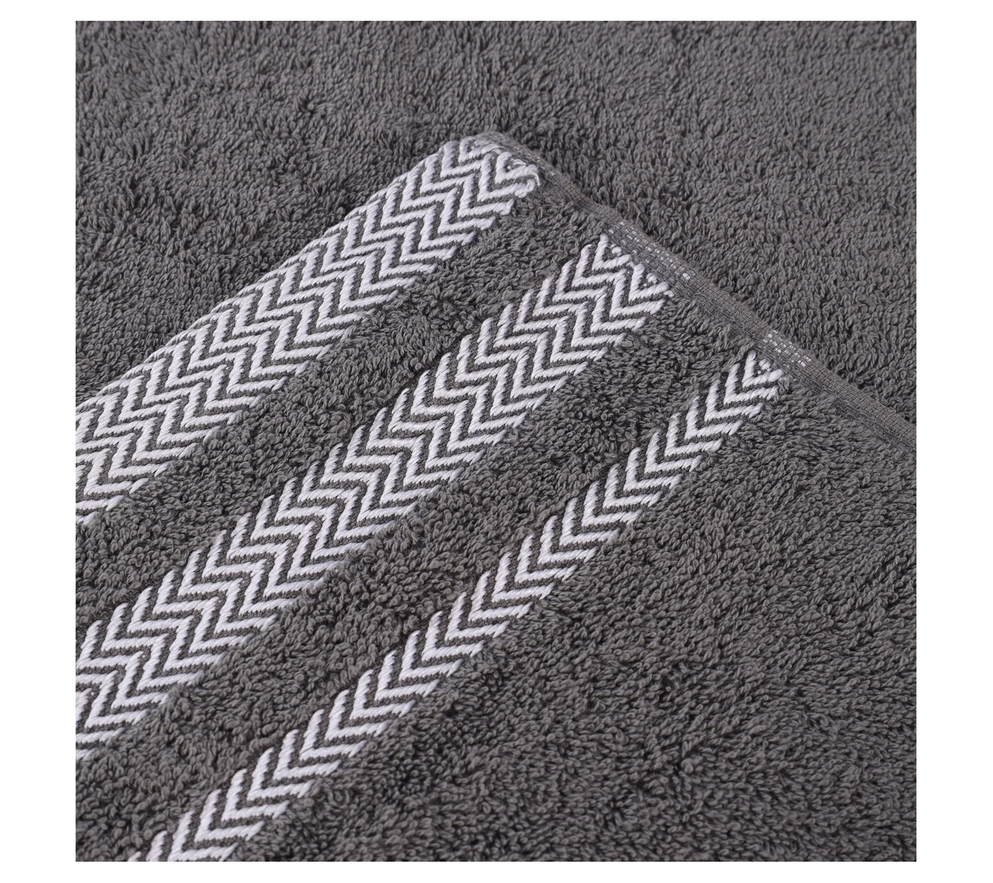 Superior 3pc Zero Twist Cotton Dobby Border Soft Towel Set - QVC.com