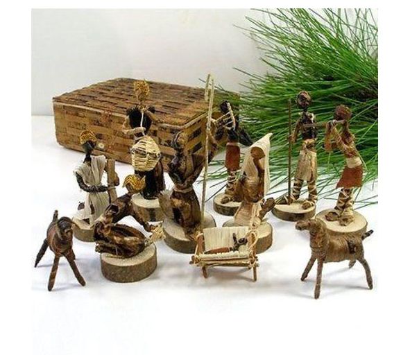 Global Crafts Nativity Set Handmade in Kenya From Banana Fiber - QVC.com