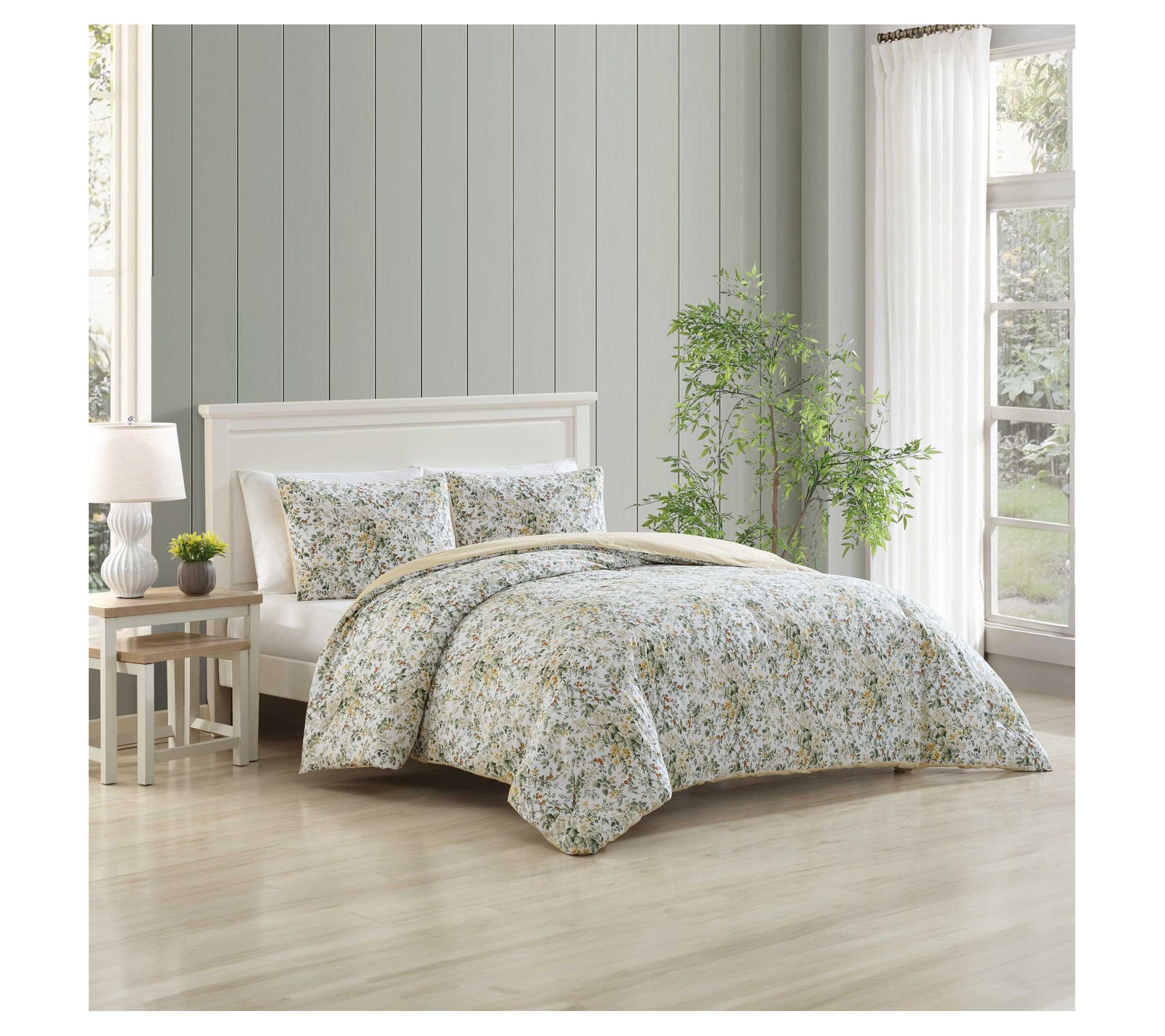 Laura Ashley Country Meadow Gold Full/Queen Comforter Sham Set - QVC.com