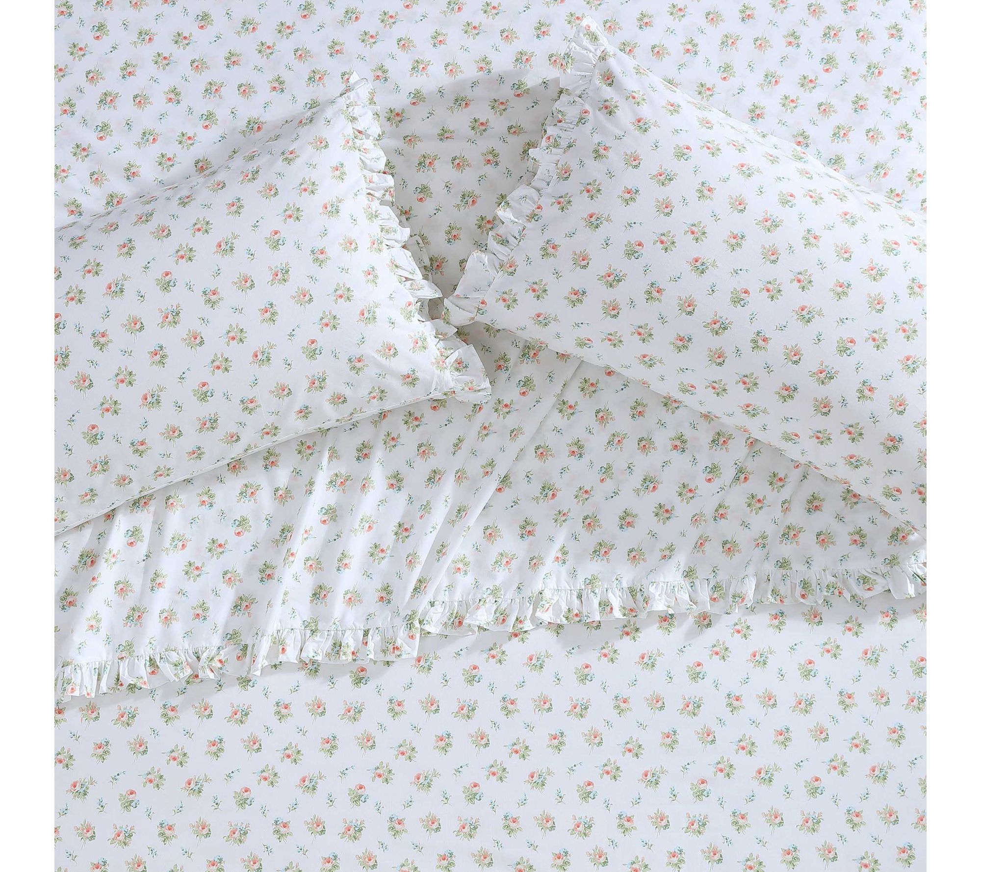 Laura Ashley Roseford Ruffled Hem King Pillowcase Set - QVC.com